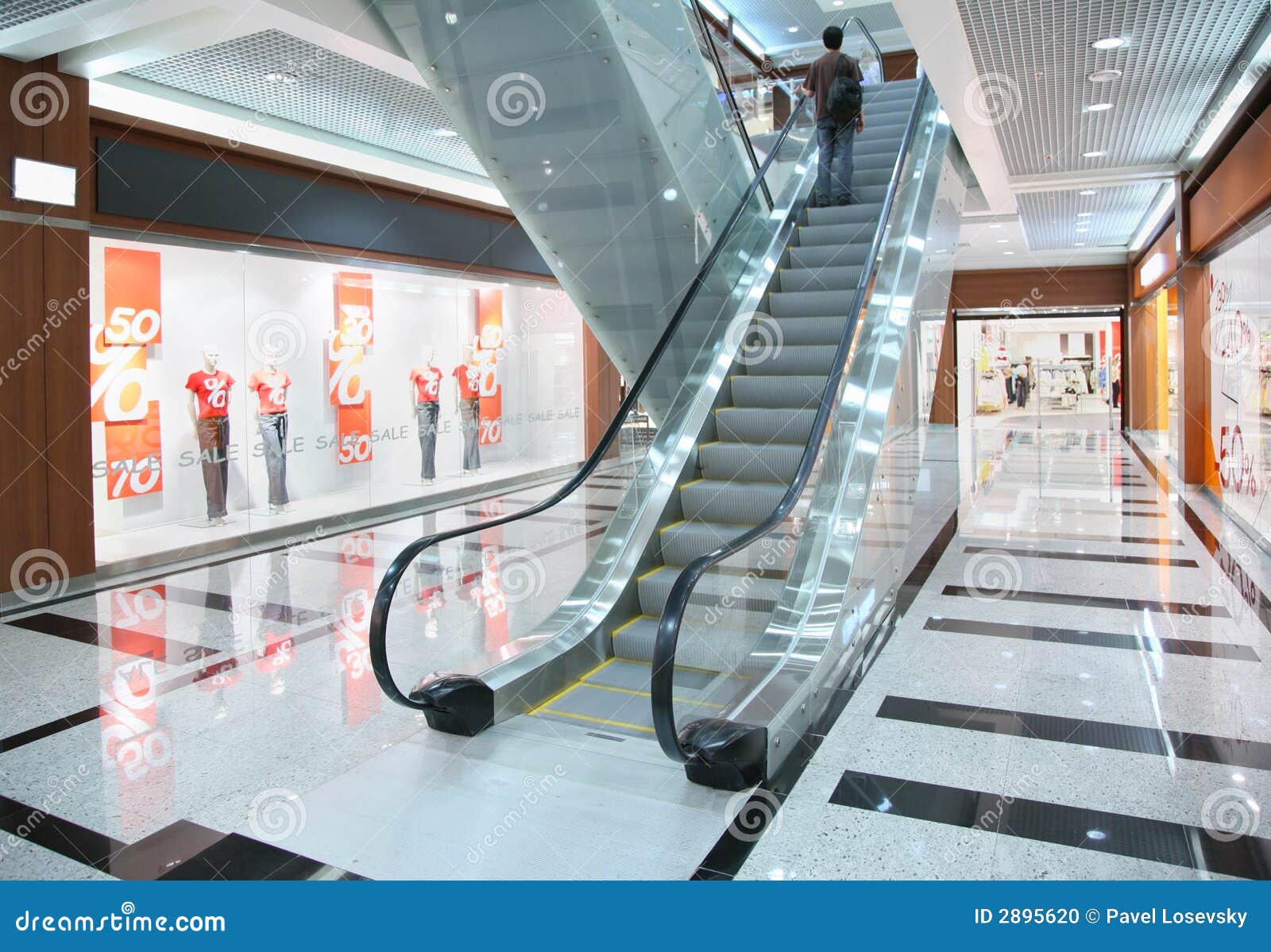 On escalator in shop stock photo. Image of business, active - 2895620