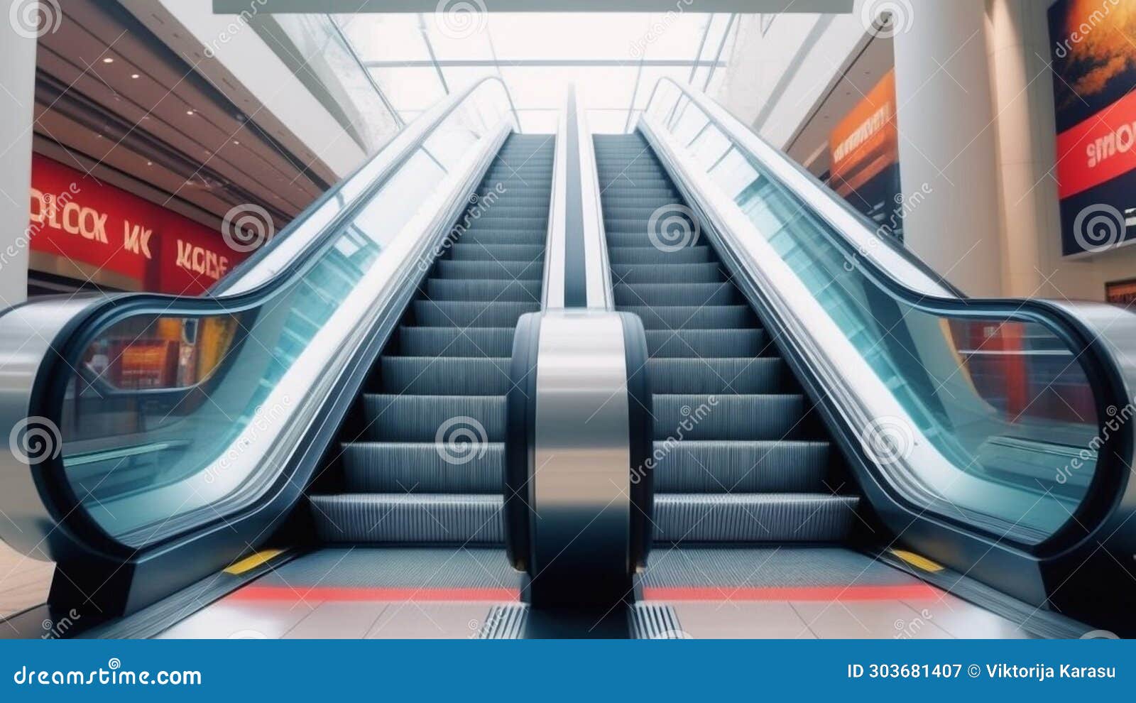 Escalator in a Shopping Center. Automatic Escalator in the Subway Stock ...