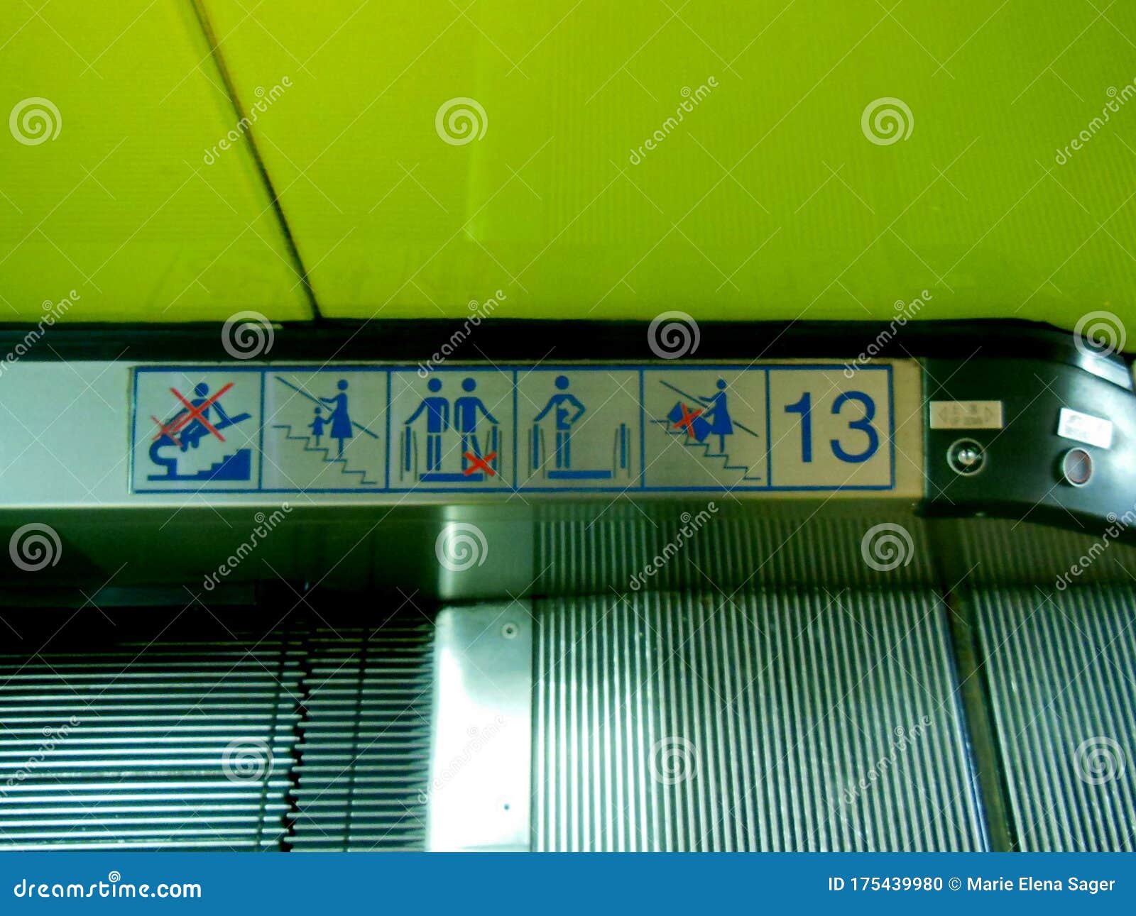 Escalator Signage with Rules Stock Photo - Image of child, escalator ...
