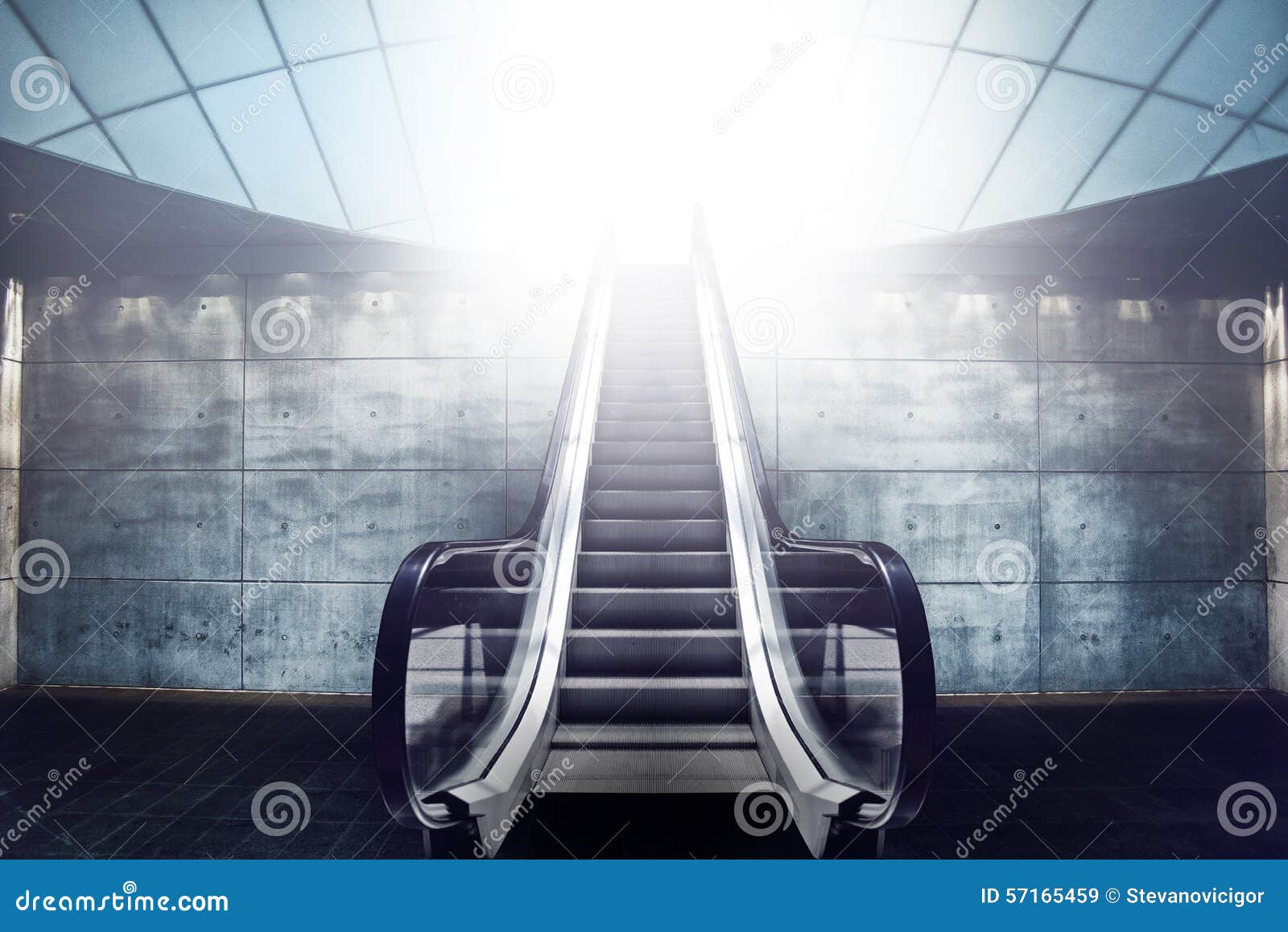 Escalator Staircase View From Below Upwards Railing Royalty-Free Stock ...
