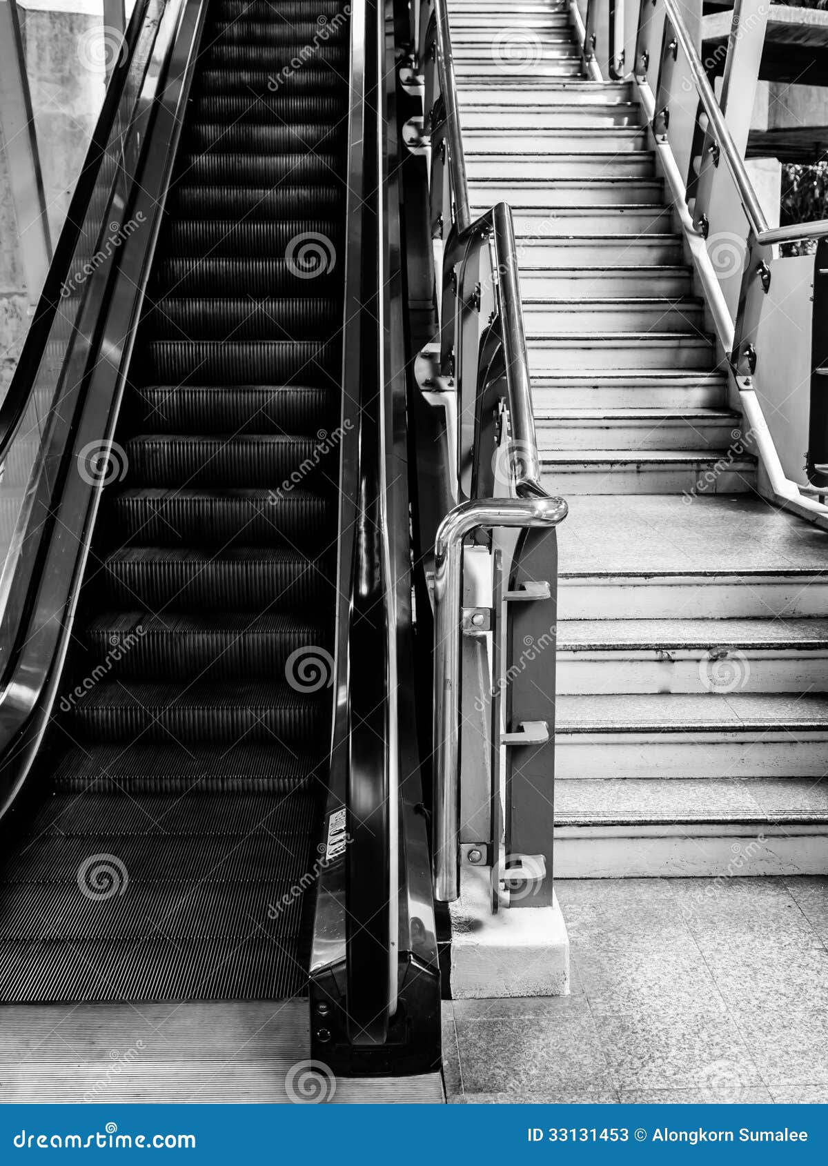 Man On The Escalator Stairs, Modern Subway Architecture Royalty-Free ...