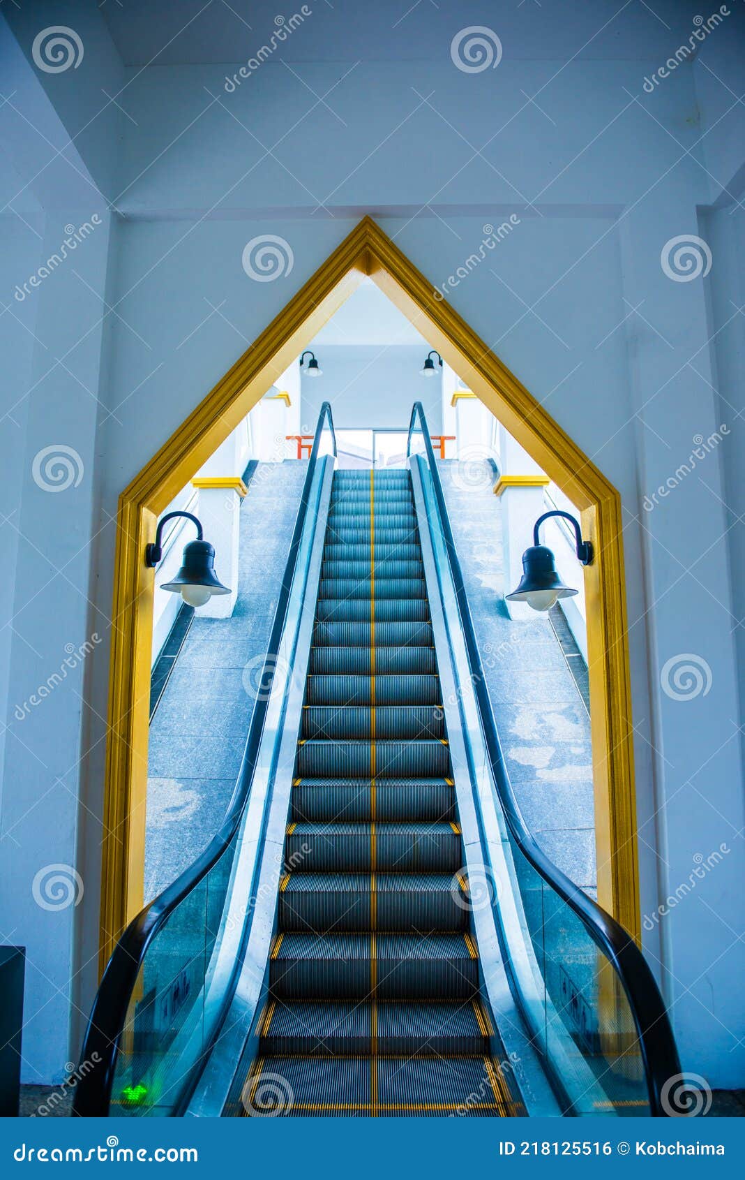 Escalator with Thai Style Frame Stock Photo - Image of rise, walk ...