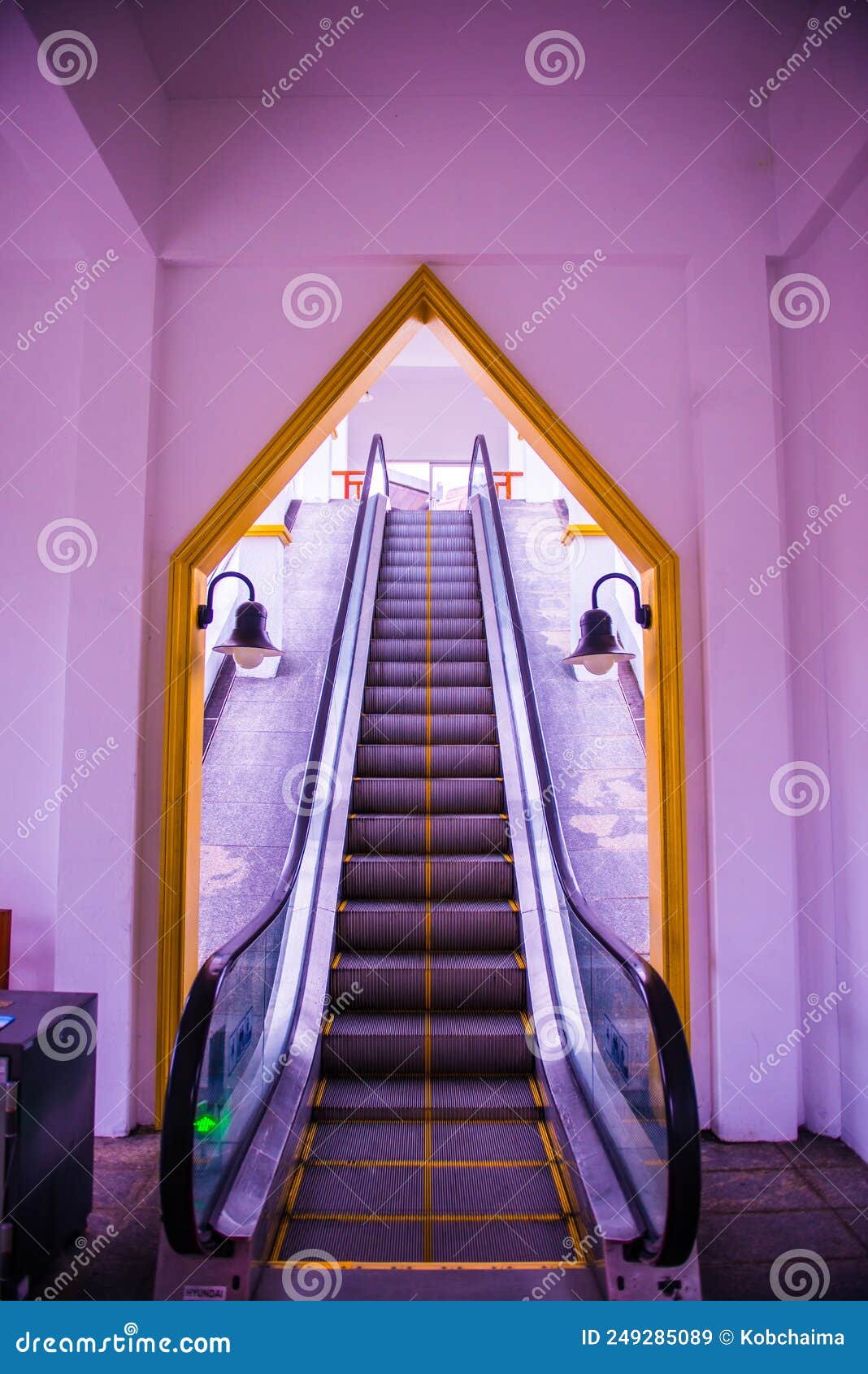 Escalator with Thai Style Frame Stock Image - Image of lift, staircase ...