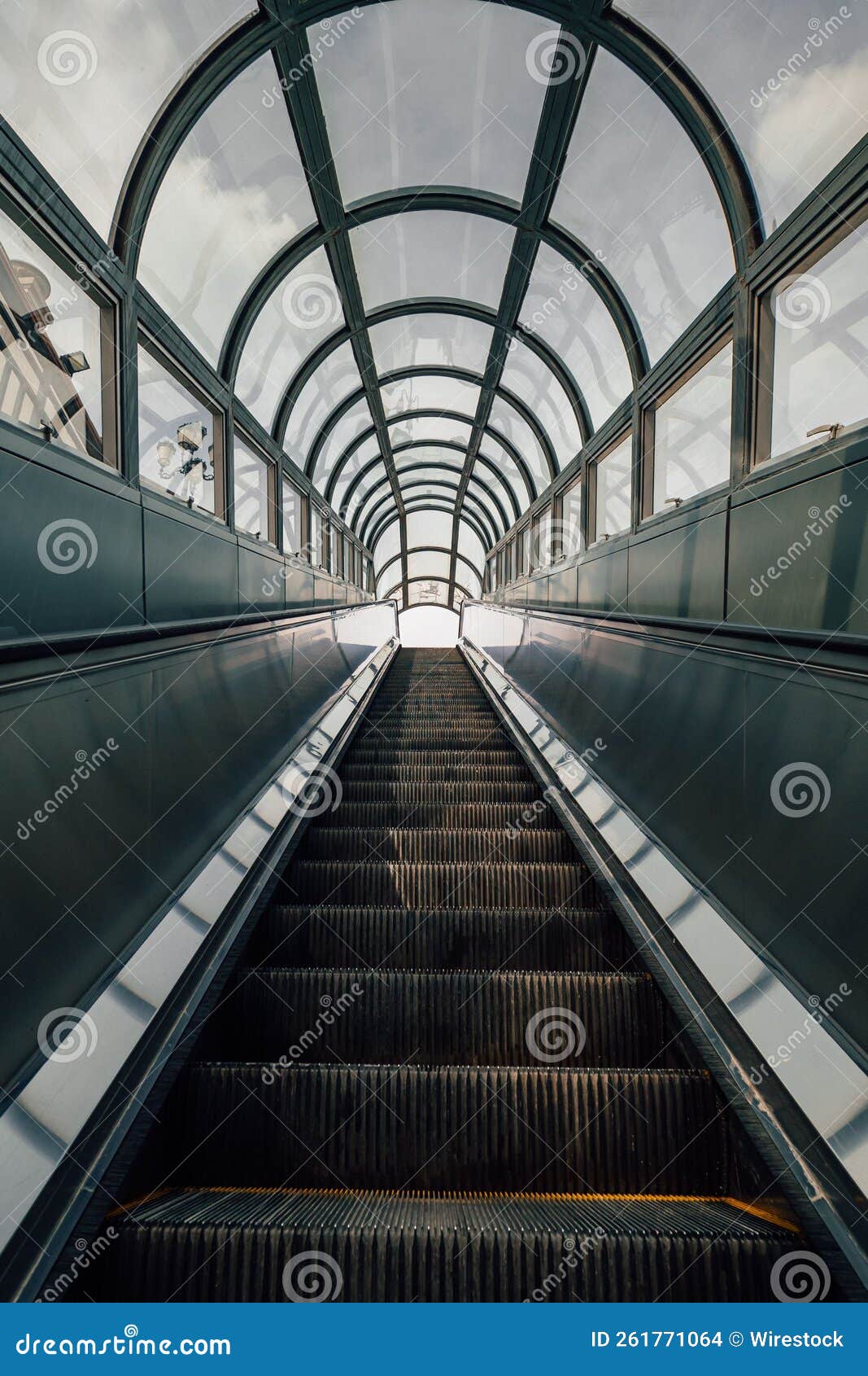 Escalator Under a Large Glass Roof Stock Photo - Image of indoor ...