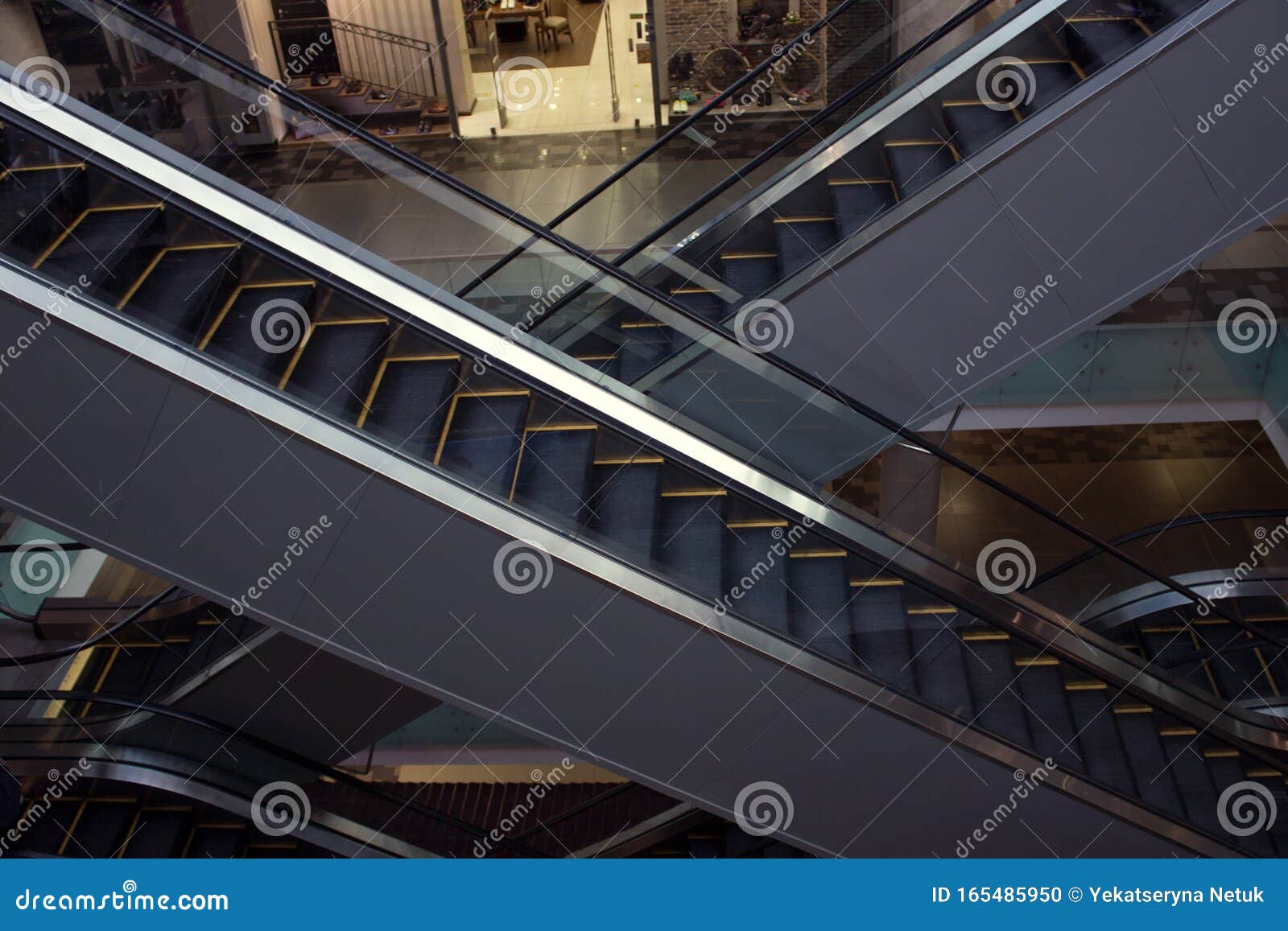 Escalator,Up and Down Escalators in Public Building. Stock Photo ...