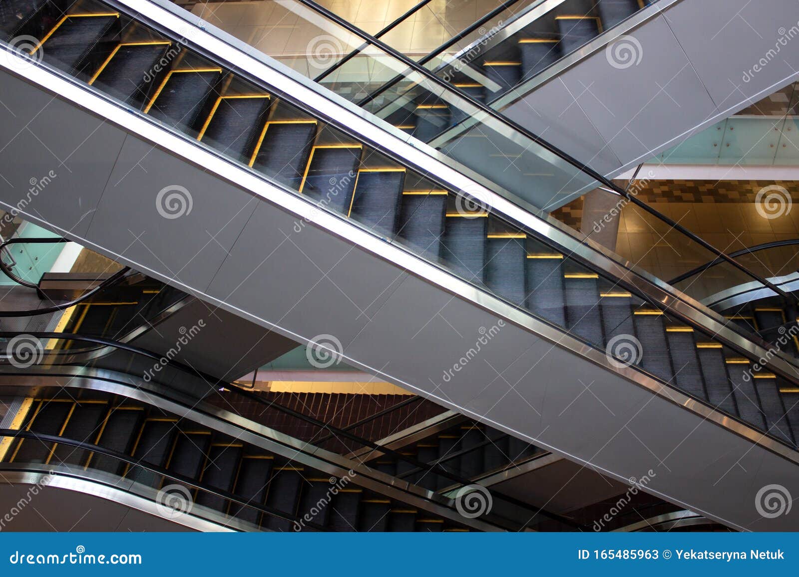 Escalator,Up and Down Escalators in Public Building. Stock Image ...
