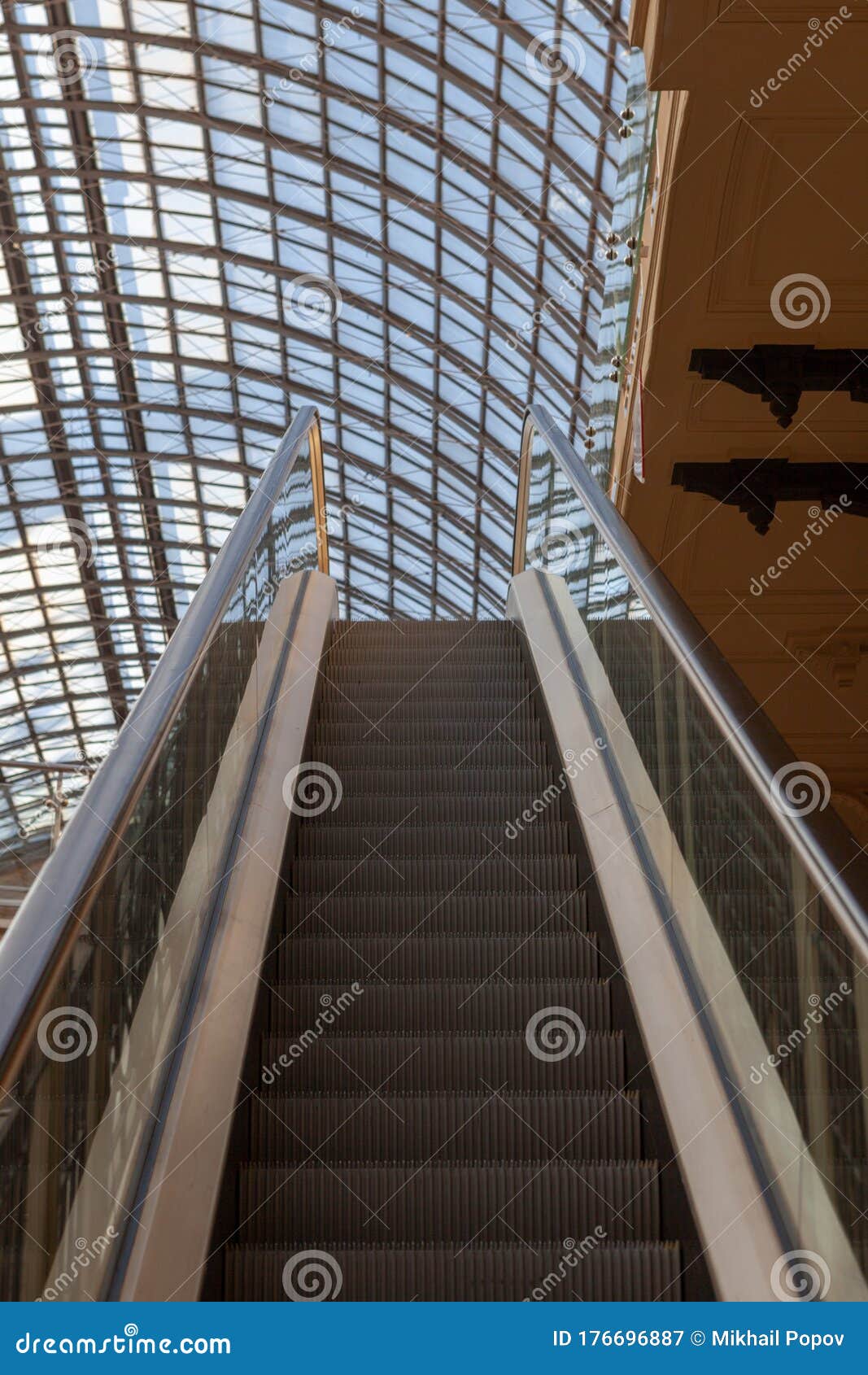 Escalator,Up and Down Escalators in Public Building Stock Image - Image ...