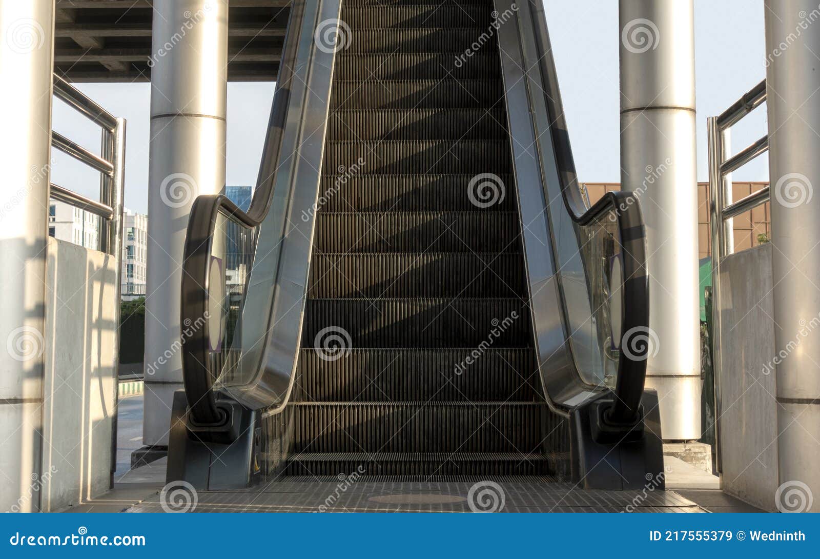 Escalator,Up and Down Escalators in Public Building Stock Image - Image ...