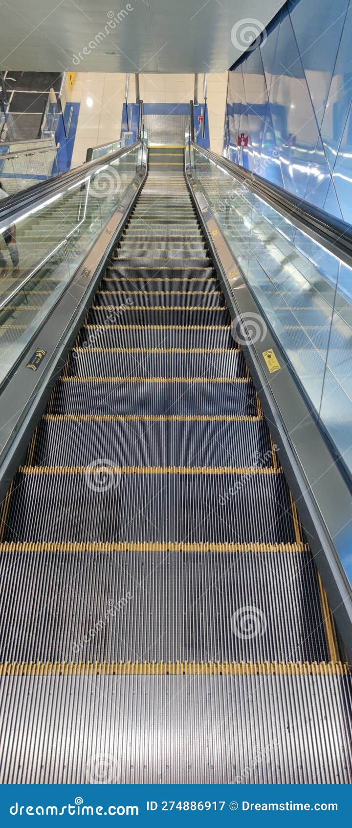Escalator view from top stock image. Image of stairs - 274886917