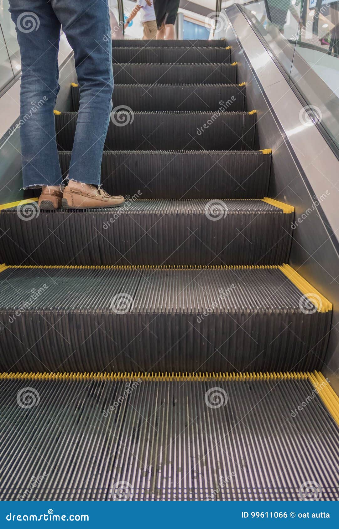 The Escalators Building Interior and Person Stand Stock Photo - Image ...