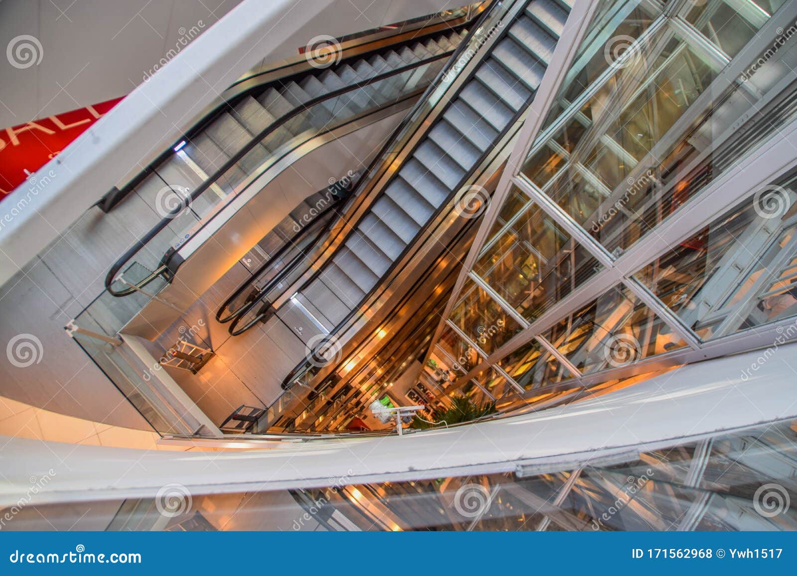 Escalators in a Department Store Stock Photo - Image of handrail ...