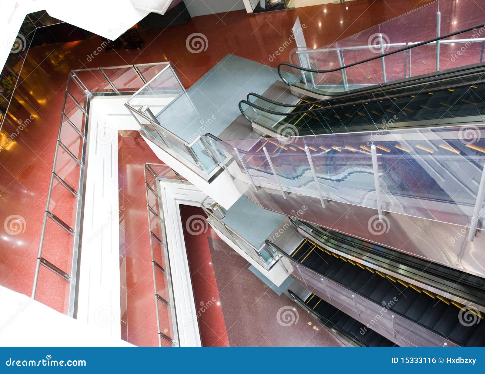 Escalators in Modern Building Stock Photo - Image of entrance ...