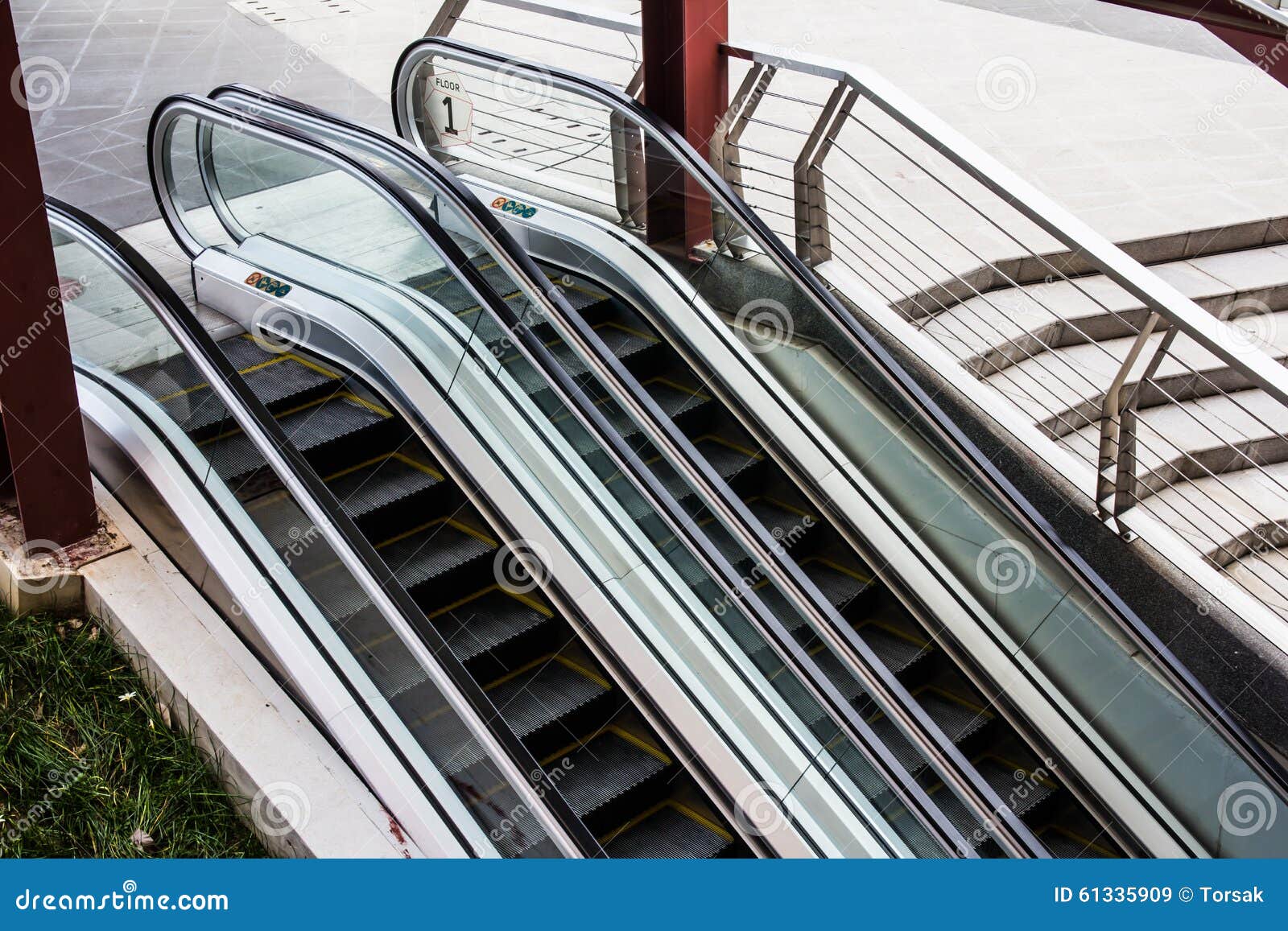 Escalators outside stock image. Image of escalators, shiny - 61335909