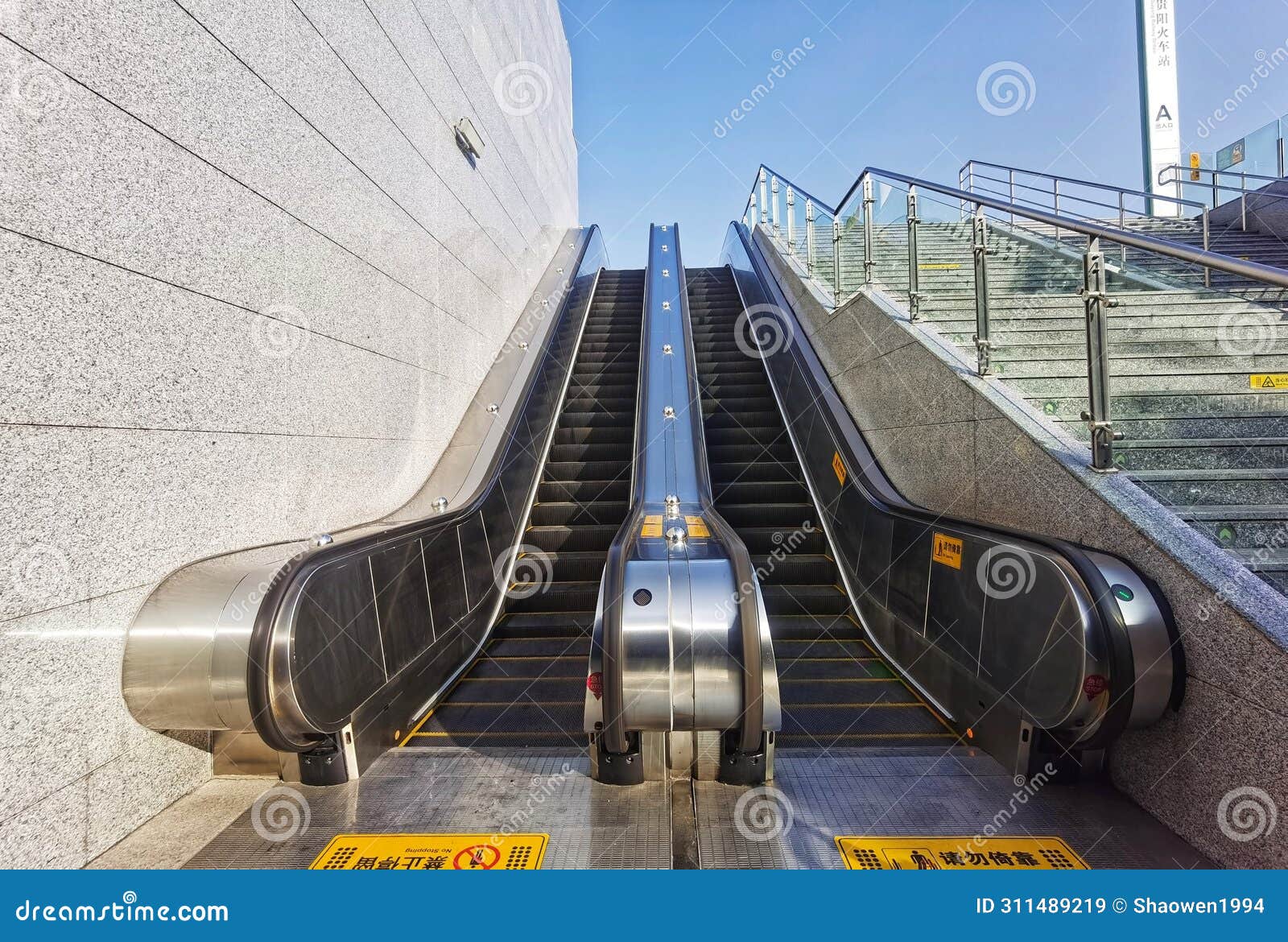 The automatic escalator stock image. Image of tech, construction ...
