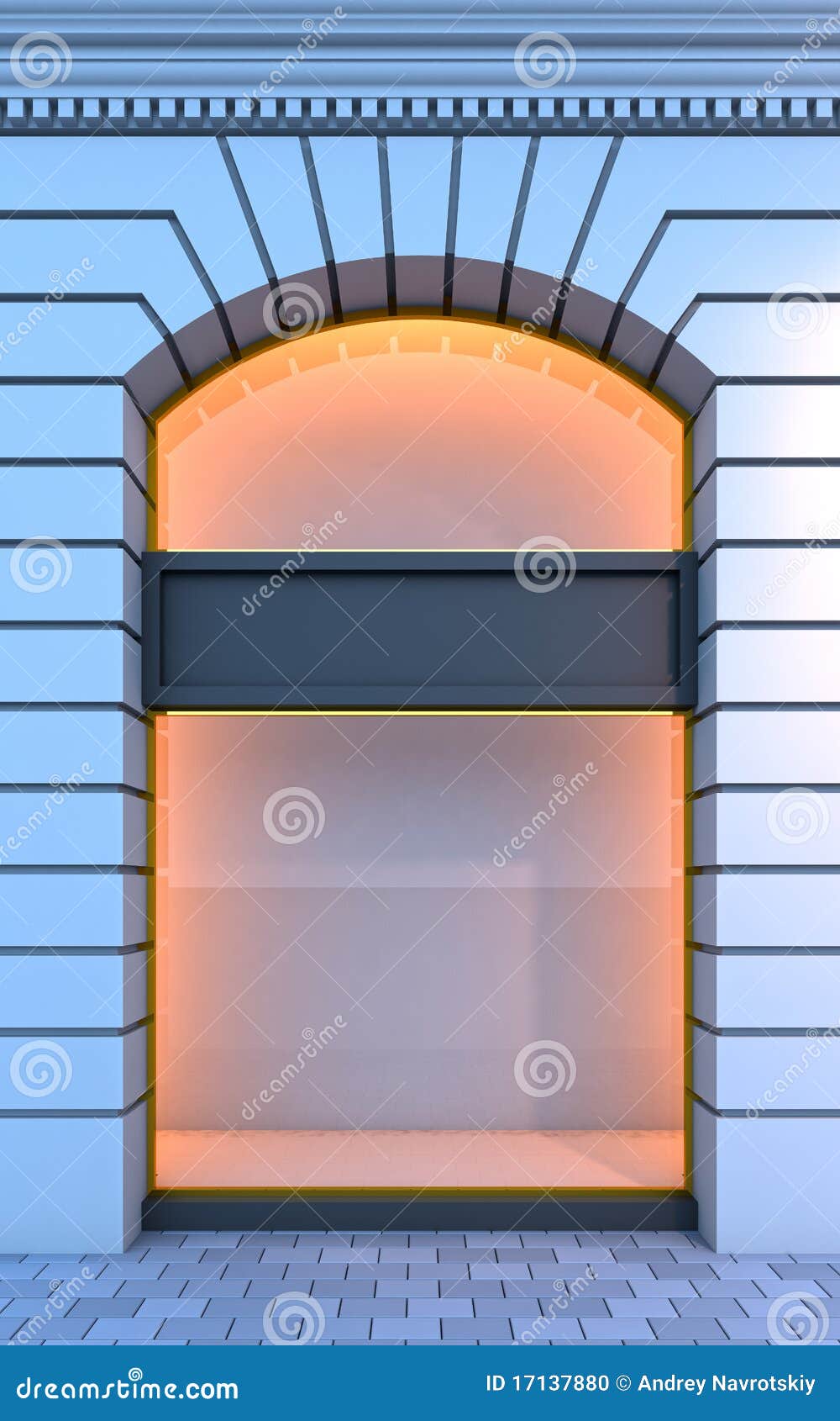 Escaparate Vacío Con La Iluminación De La Tarde. Stock de ilustración ...