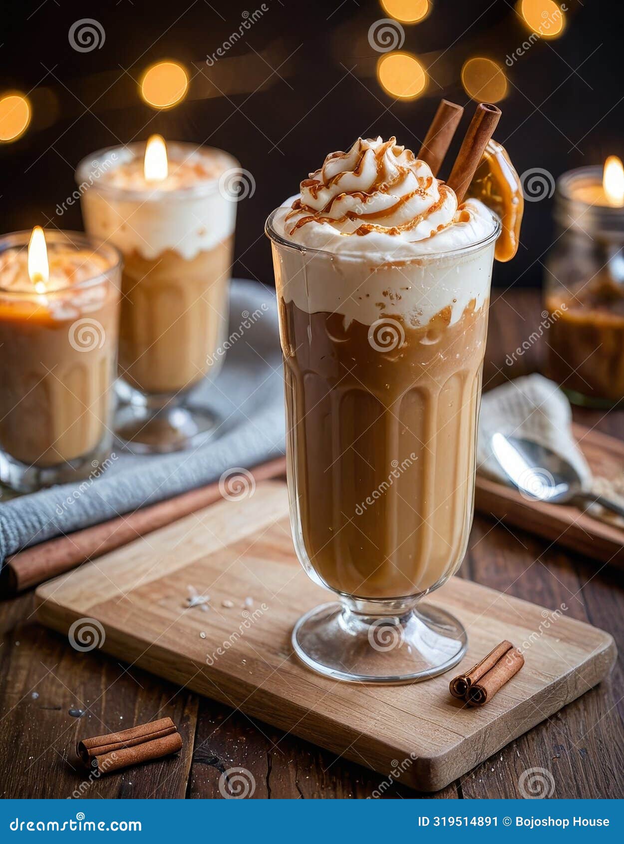 Escape the Chill with an Iced Caramel Macchiato Stock Illustration ...