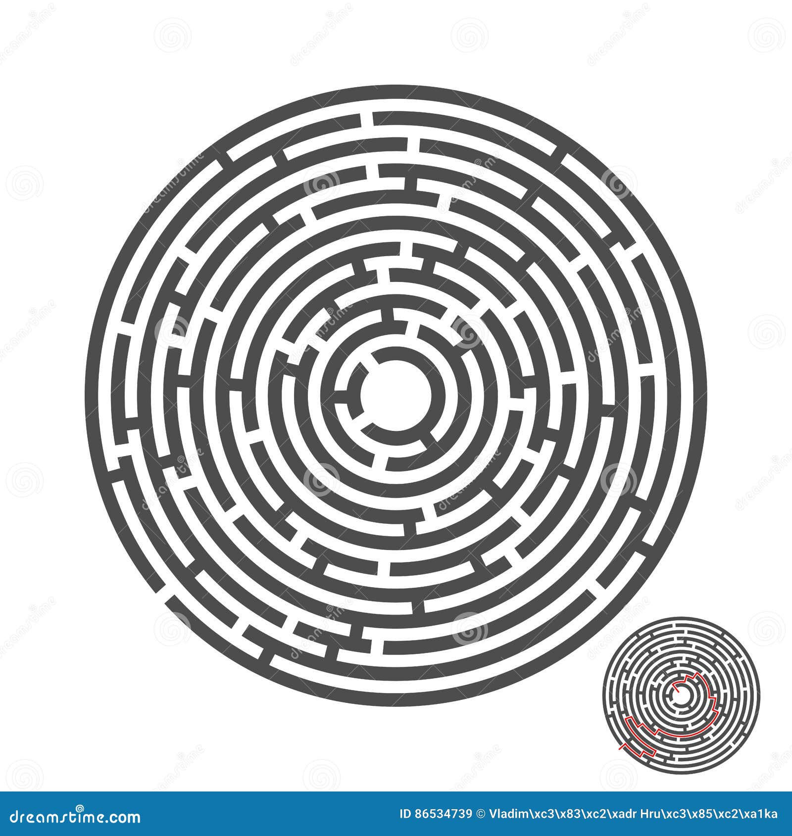 Escape Circle Labyrinth with Entry and Exit.vector Game Maze Puzzle ...