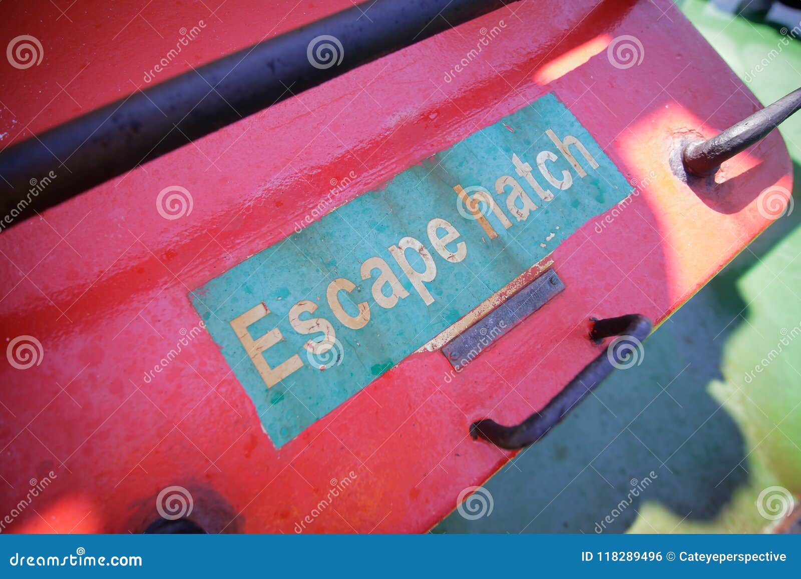 Escape hatch message stock photo. Image of cruise, industrial - 118289496