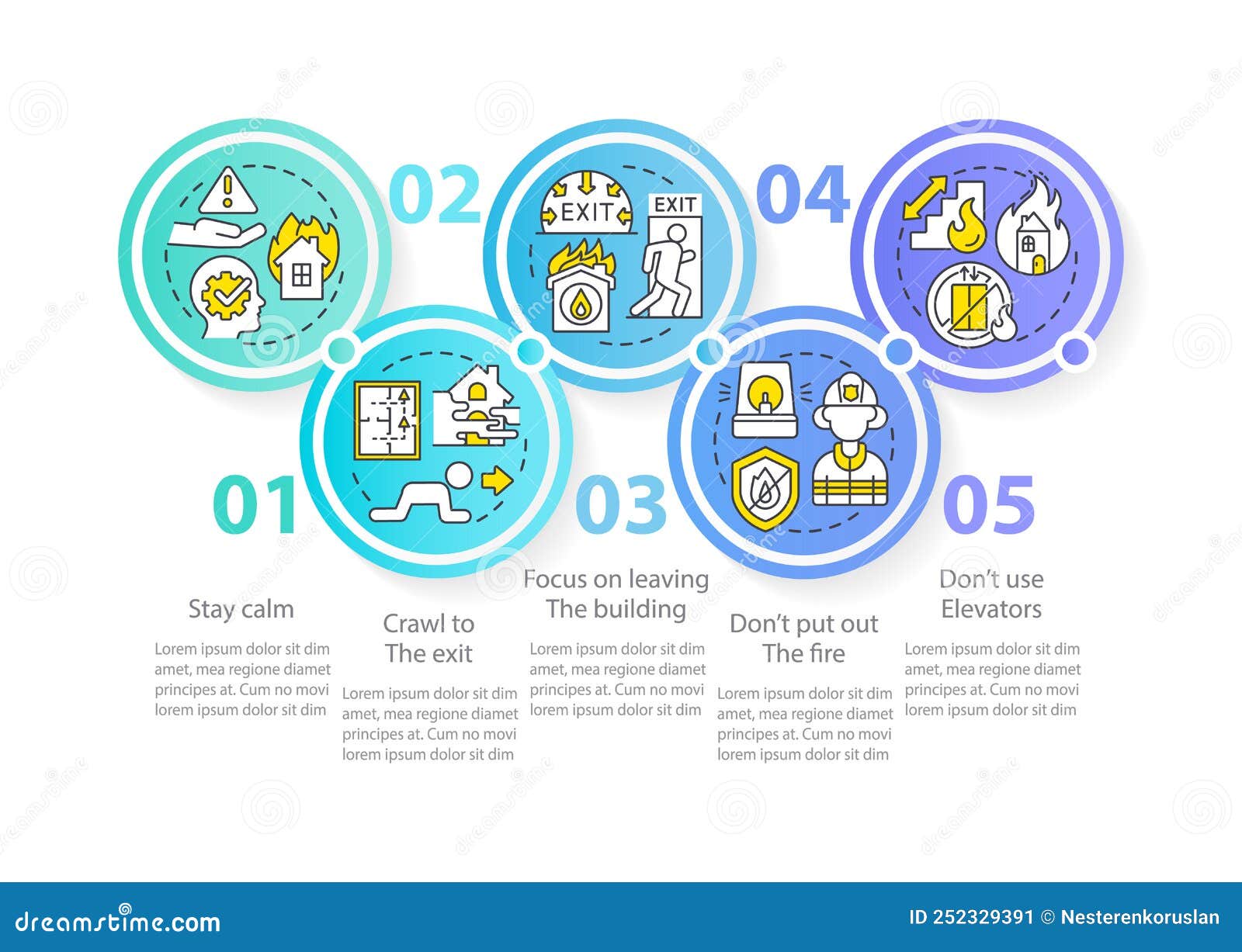 Escape House from Fire Circle Infographic Template Stock Vector ...