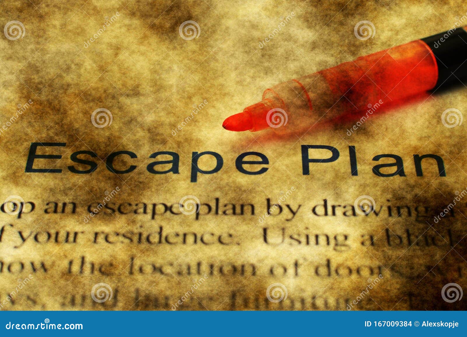 Escape plan grunge concept stock photo. Image of glow - 167009384