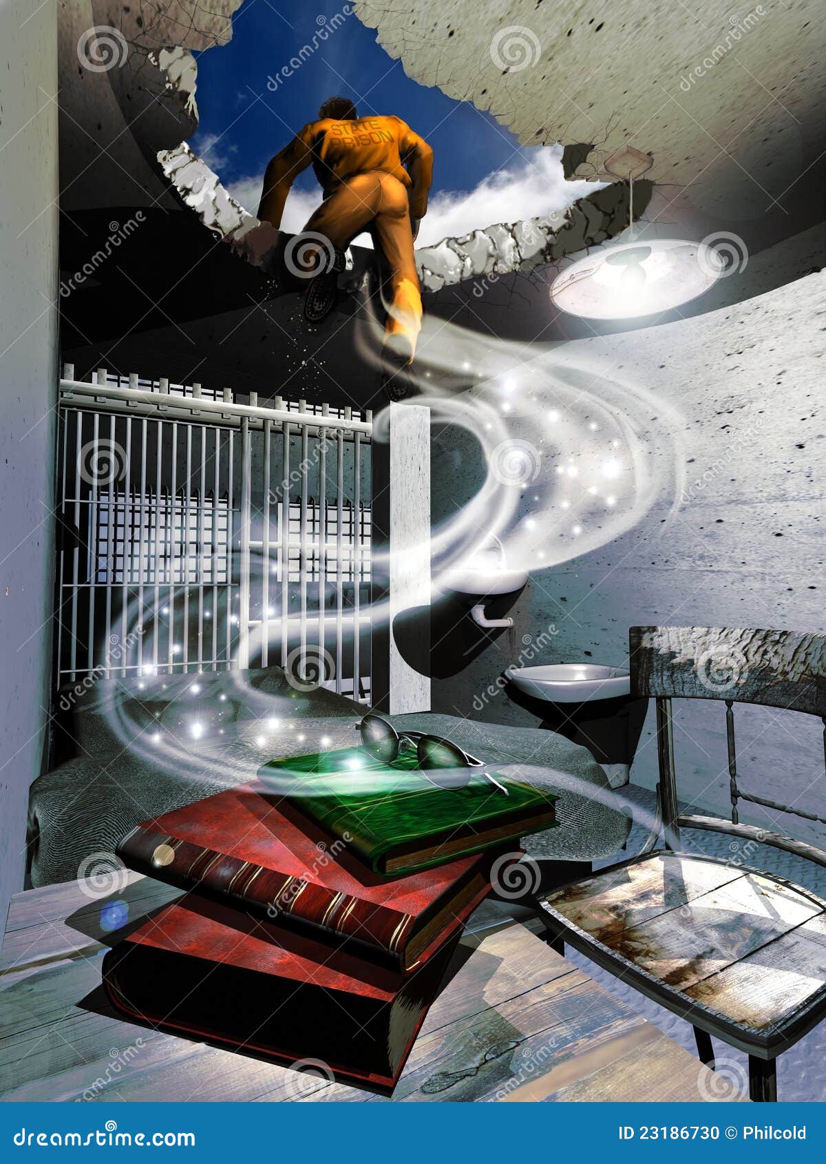 Escape reading stock illustration. Illustration of detainee - 23186730