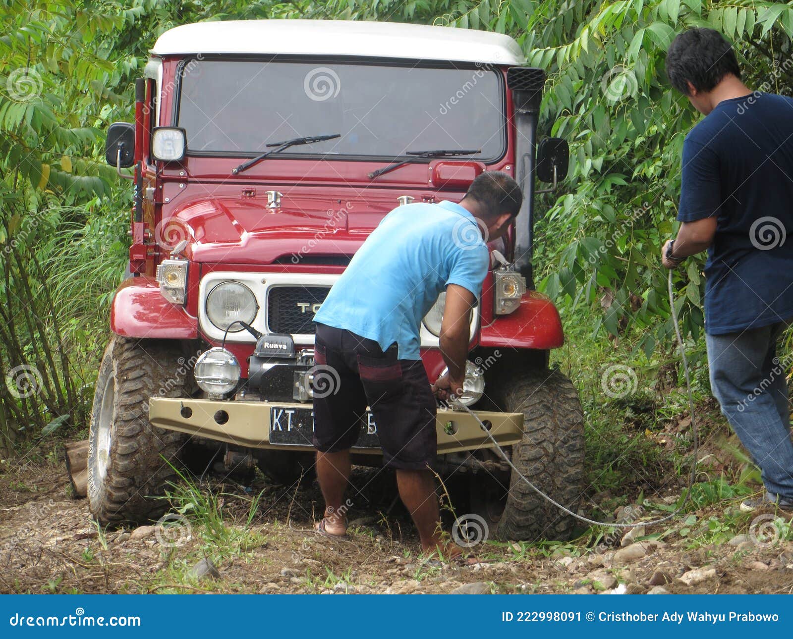 Escape Red Jeep through of Road Way Editorial Photo - Image of garage ...