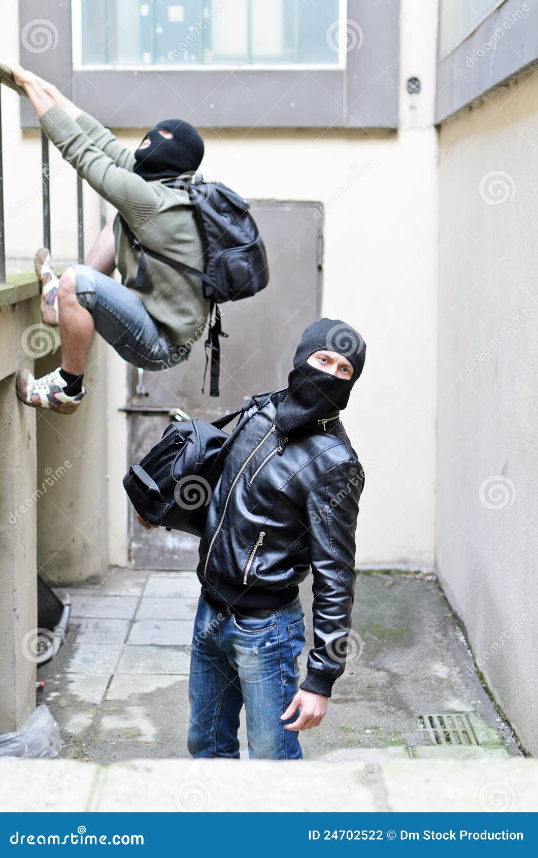 Escape from a robbery. stock photo. Image of mugger, climbing - 24702522