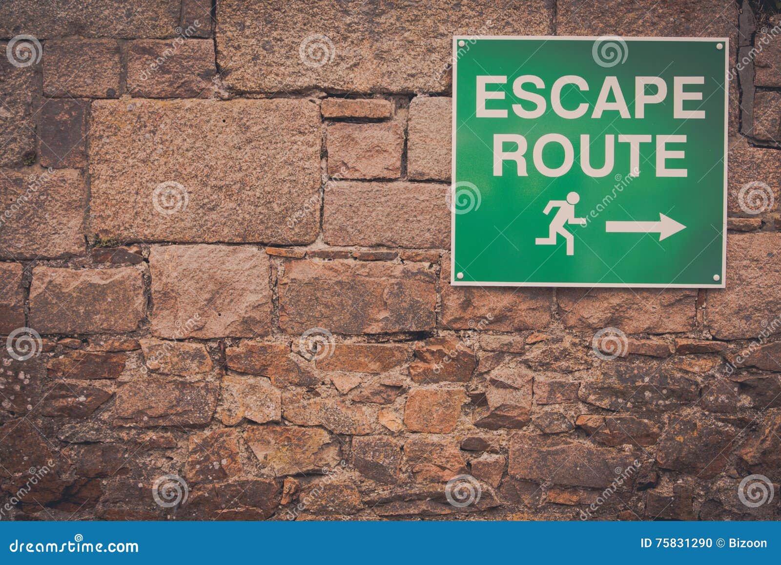 Escape route indicator stock photo. Image of information - 75831290