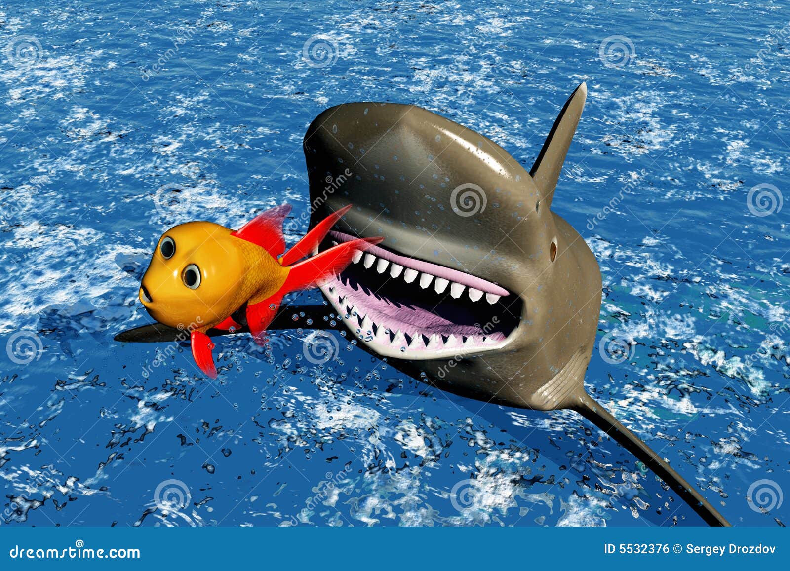 Escape from shark stock illustration. Illustration of tropical - 5532376
