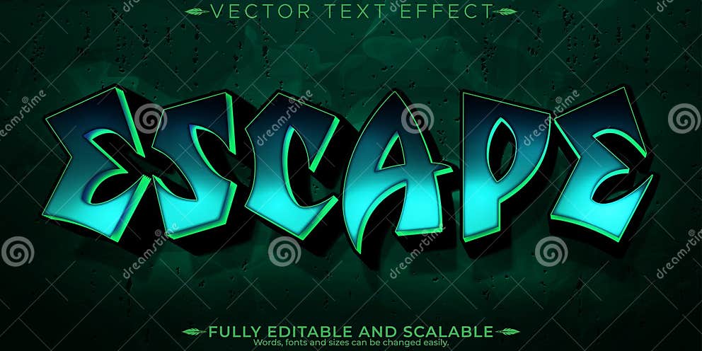 Escape Text Effect, Editable Crime and Jail Text Style Stock Vector ...