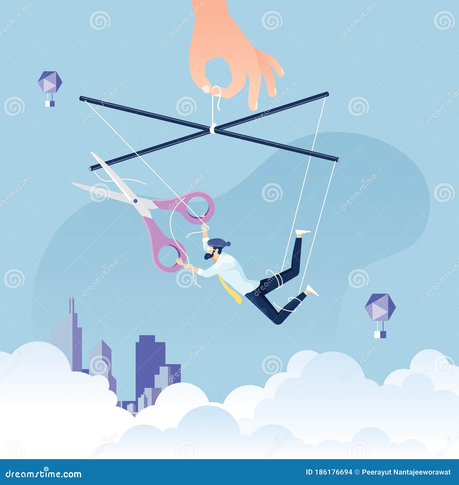 Escaping a Controlling - Businessman As a Puppet on a String Stock ...
