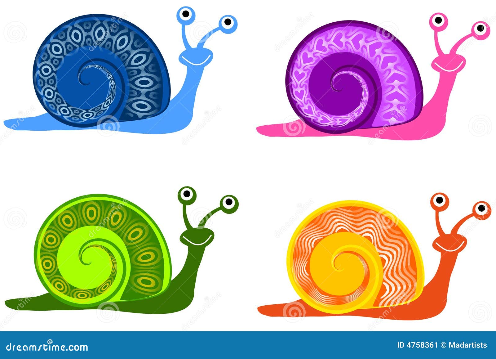 Escargots Colorés De Dessin Animé Illustration Stock - Illustration du ...