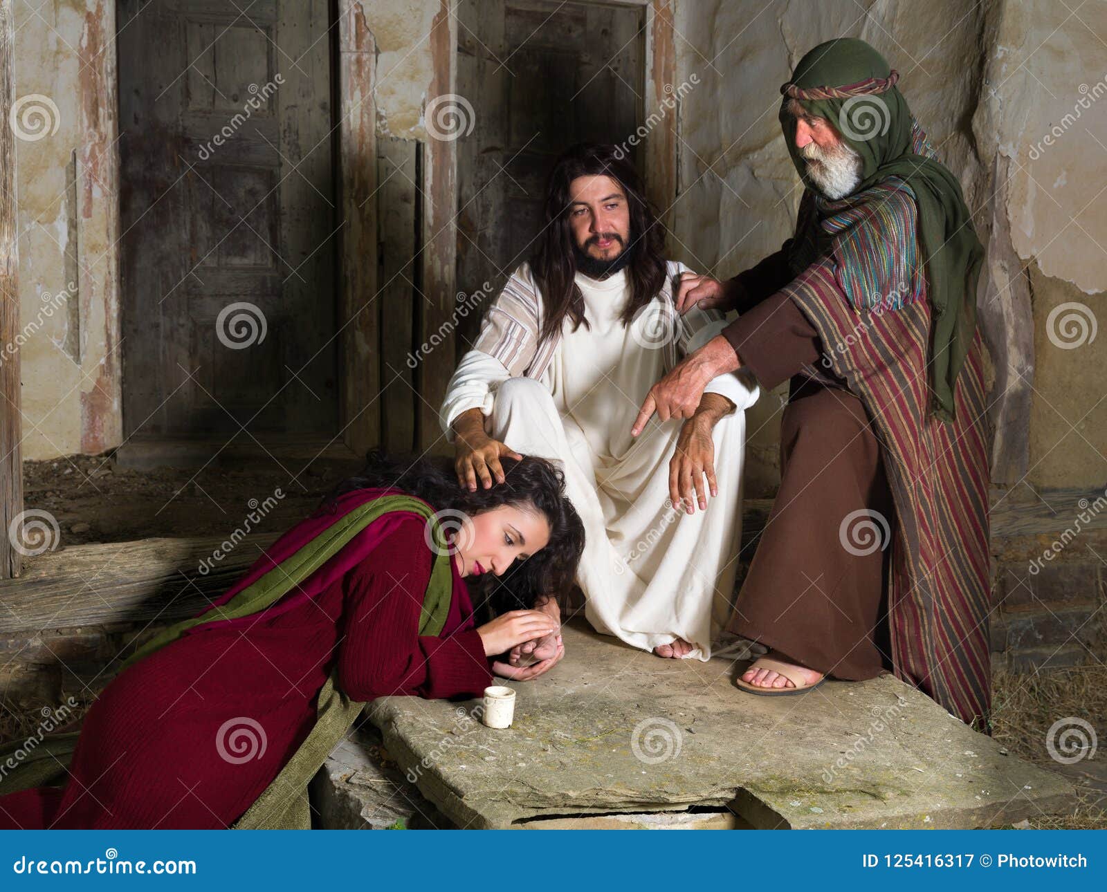 Escena De La Biblia Con Maria De Bethany Imagen de archivo - Imagen de ...