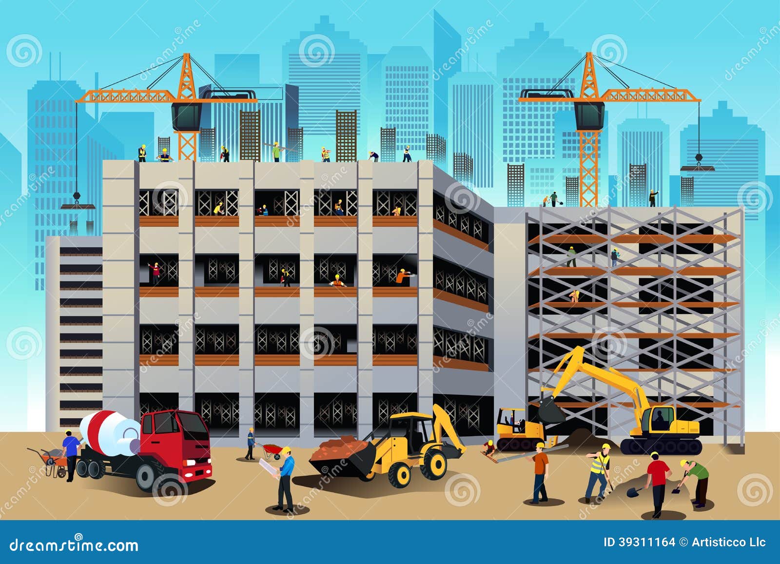 Escena De La Construcción De Edificios Ilustración del Vector - Imagen ...