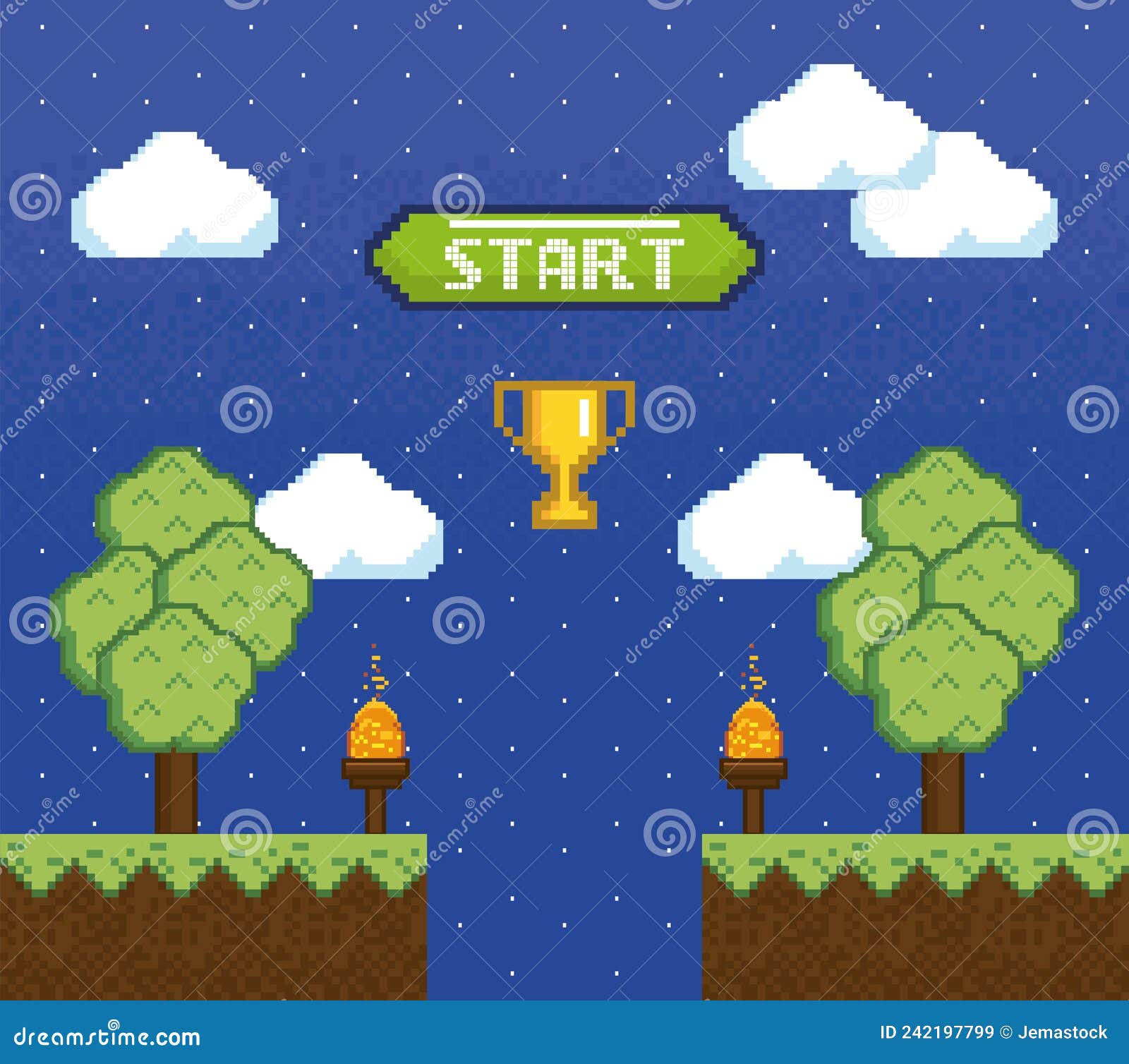 Escena De Pixelart Con Juego Ilustración del Vector - Ilustración de ...