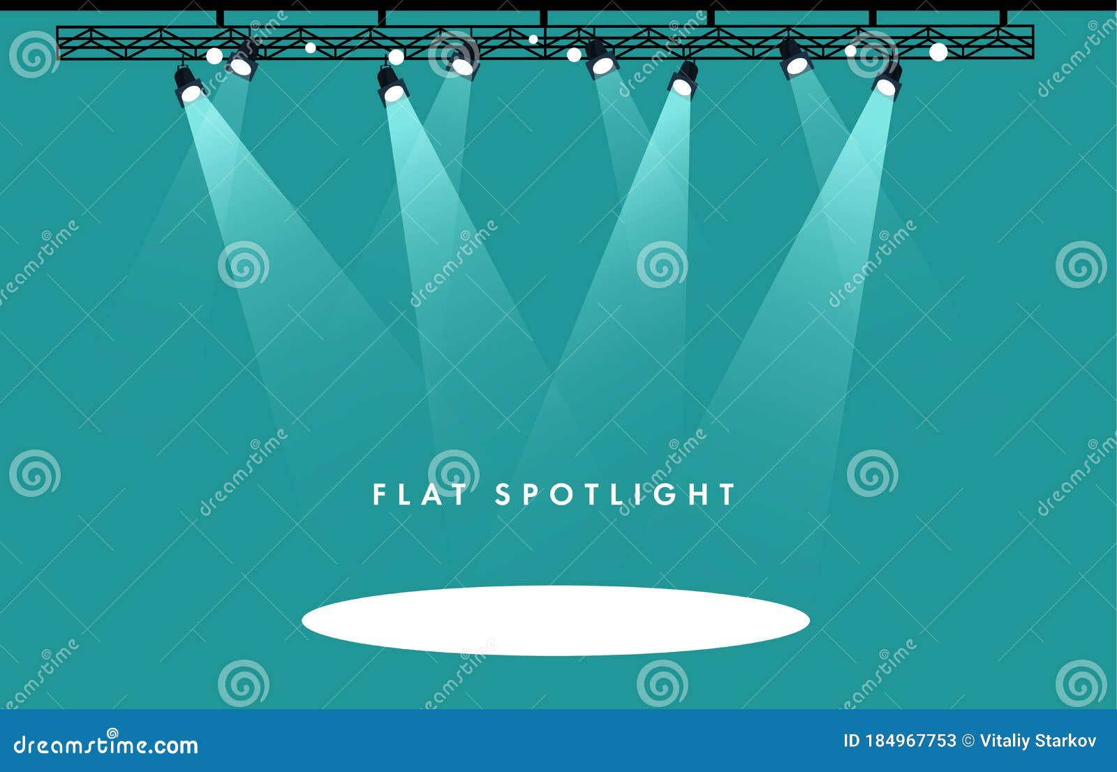 Escenario Vectorial Plano Con Conjunto De Focos Azules. Luces De ...