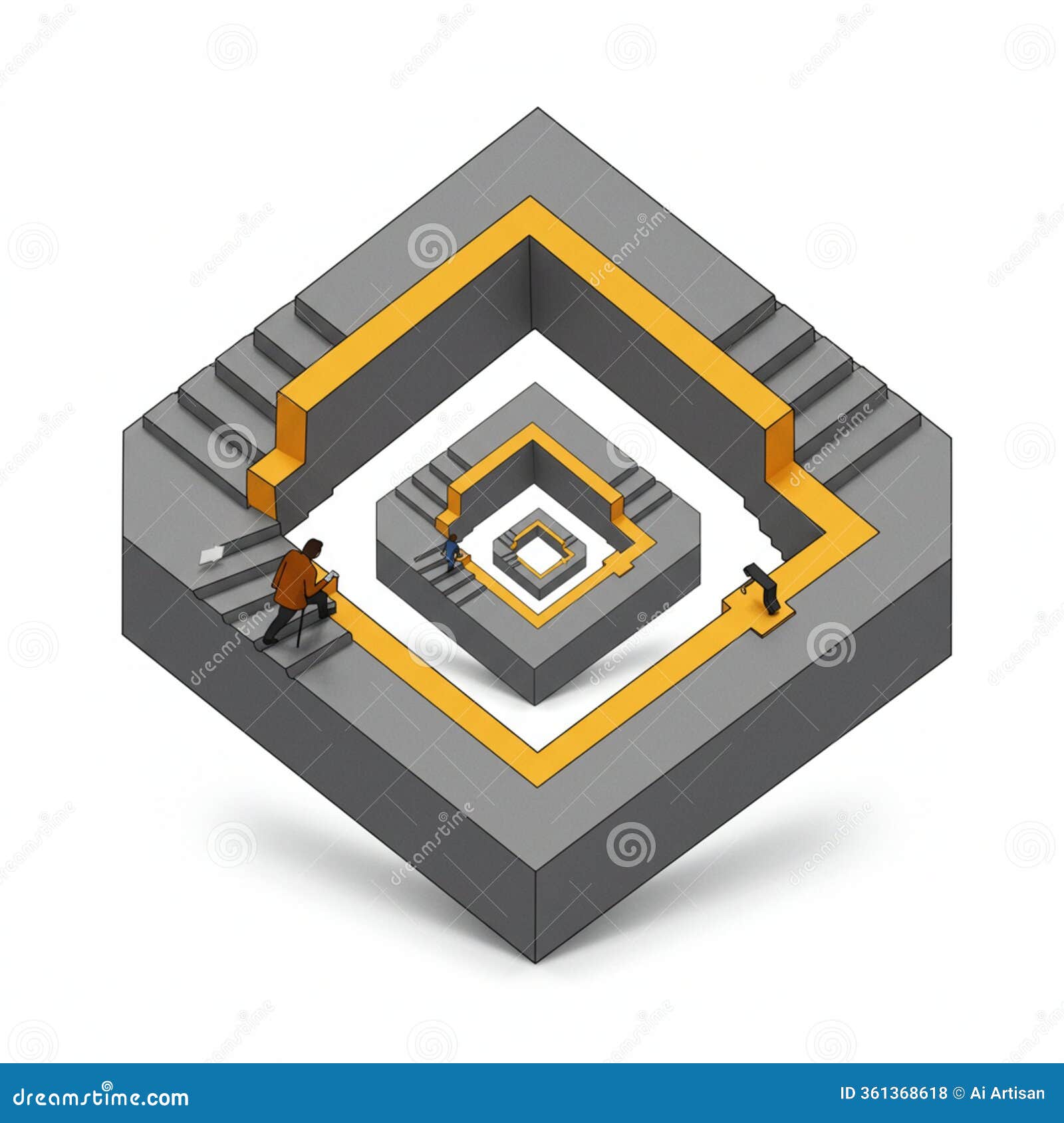 Escher-inspired Illustration Featuring an Impossible Structure. Grey ...