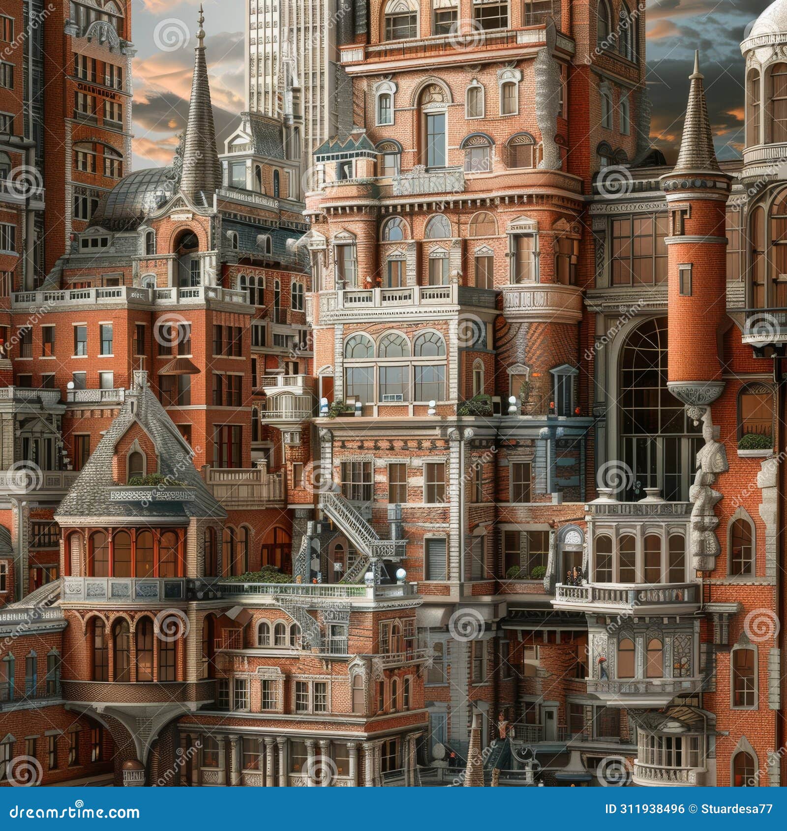 Escheresque Architectural Collage Stock Photo - Image of intricate ...