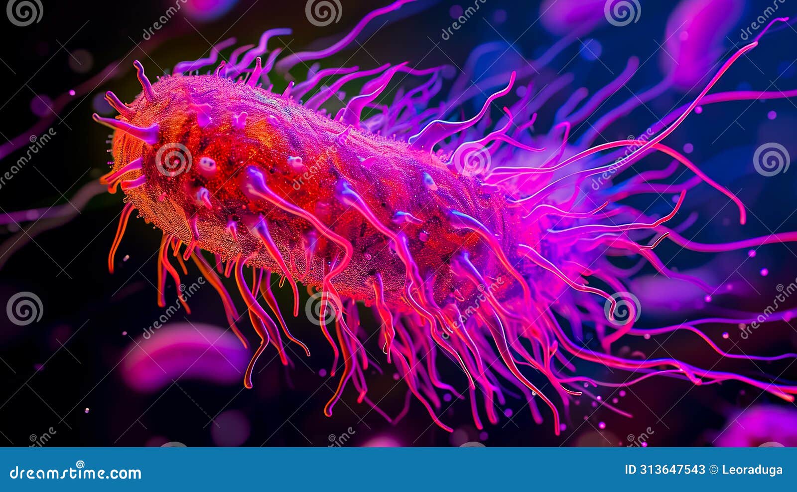 Escherichia Coli Under the Microscope. 3d Visualization Stock ...