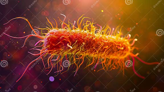Escherichia Coli Under the Microscope. 3d Visualization Stock ...