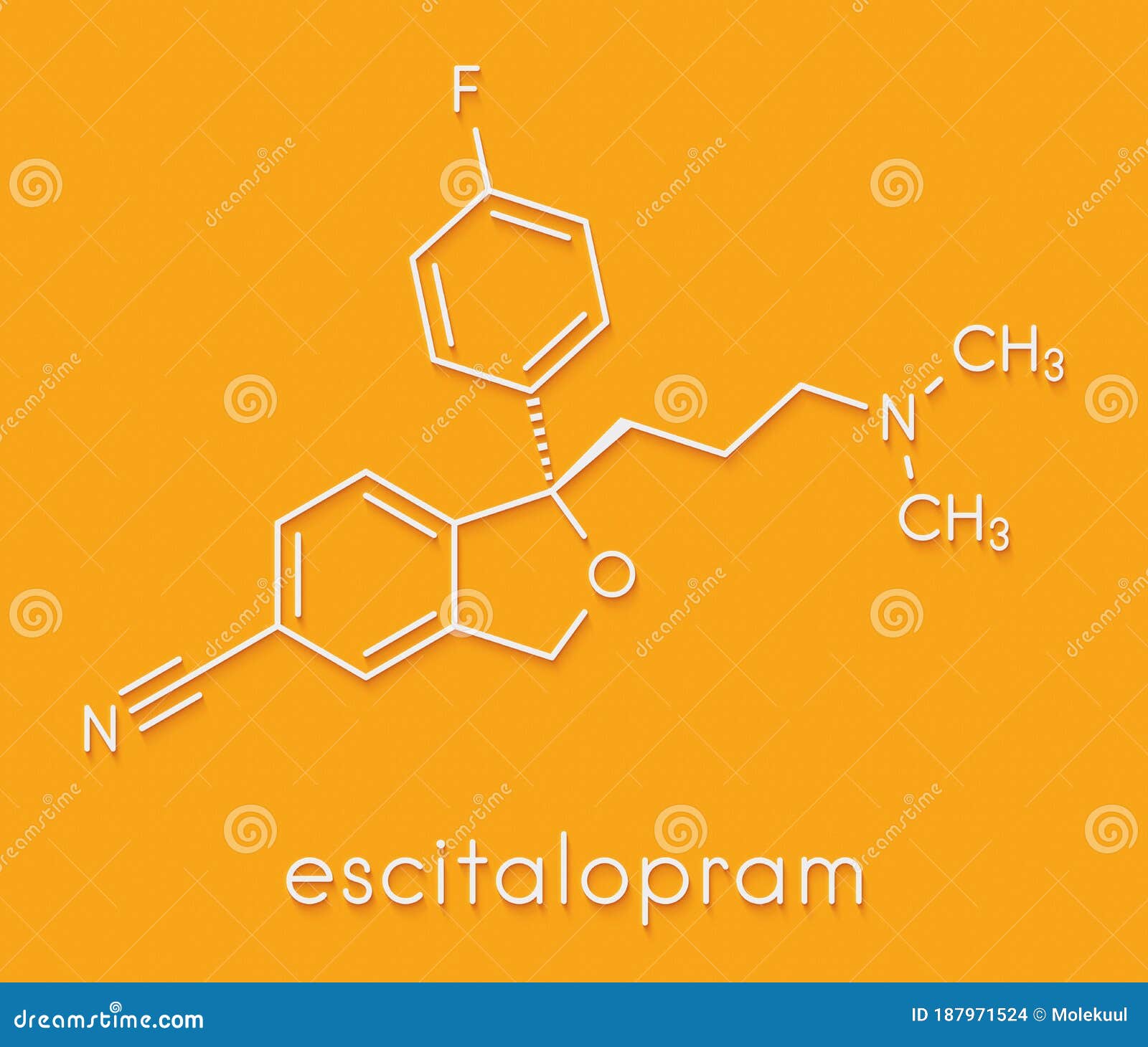 Escitalopram Antidepressant Drug SSRI Class Molecule. Skeletal Formula ...