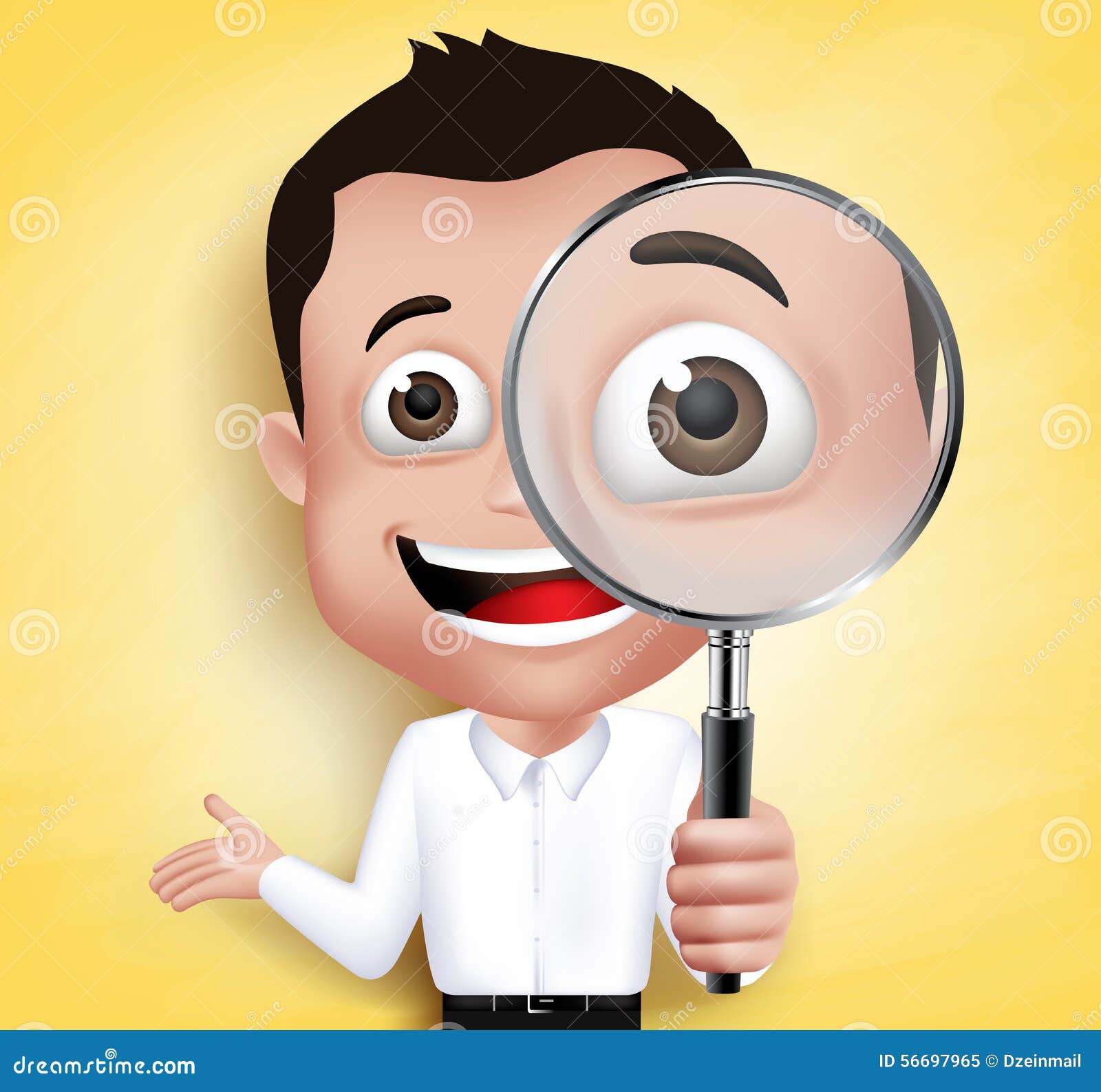 Escolar 3D O Profesor Realista Holding Magnifying Glass Ilustración del ...