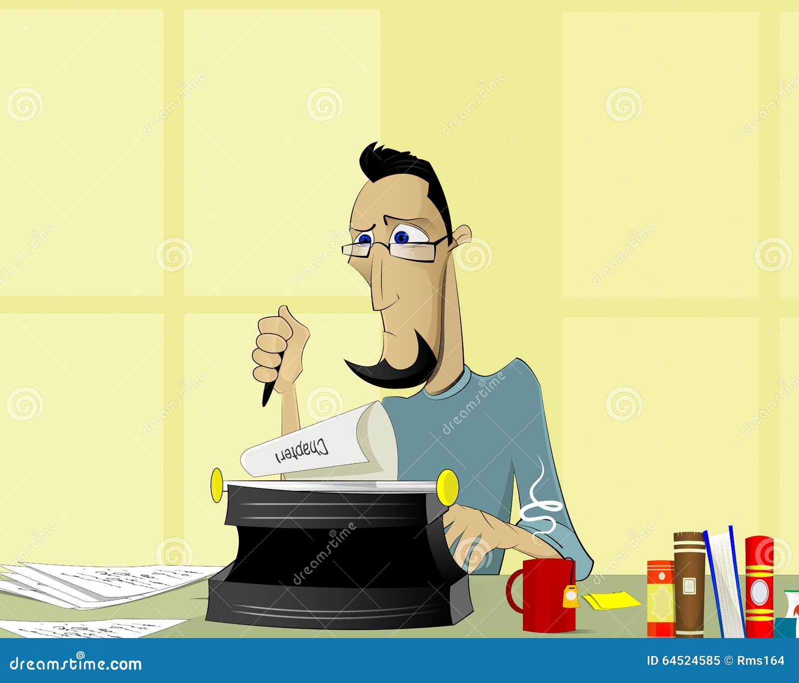 Escritor Na Ilustração Do Trabalho Ilustração do Vetor - Ilustração de ...