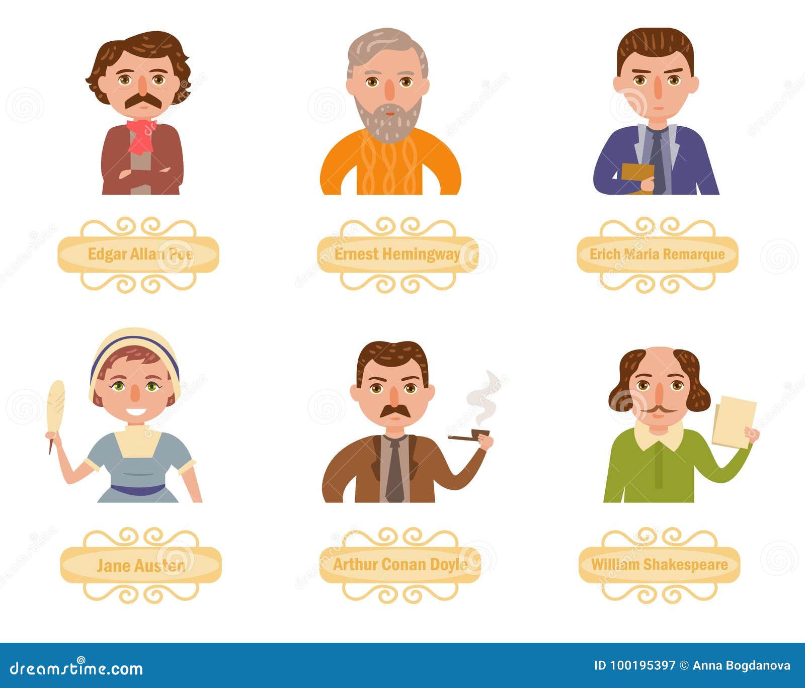 Escritores Famosos Vector Historieta Ilustración del Vector ...