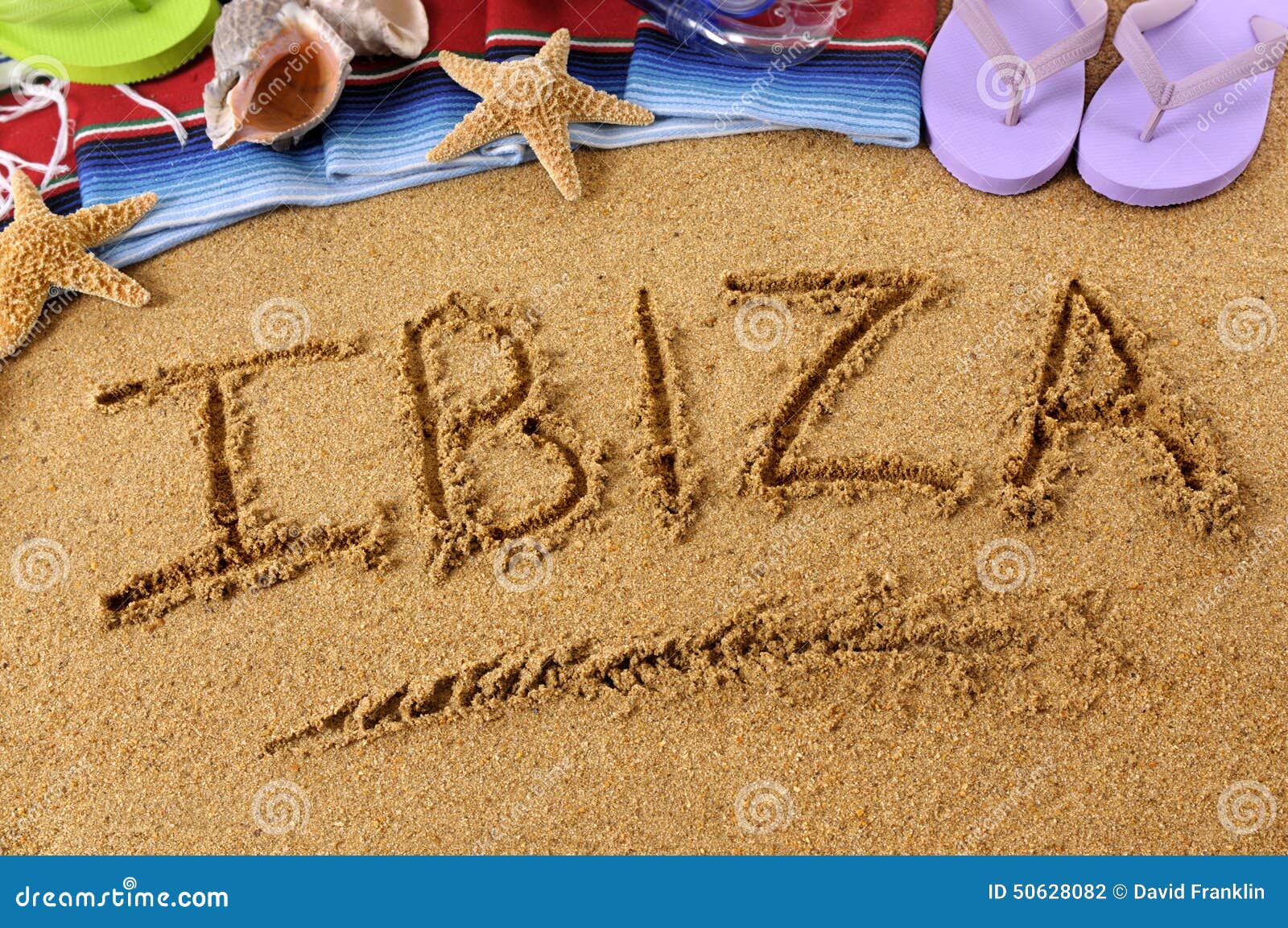 Escritura De La Playa De Ibiza Foto de archivo - Imagen de frontera ...