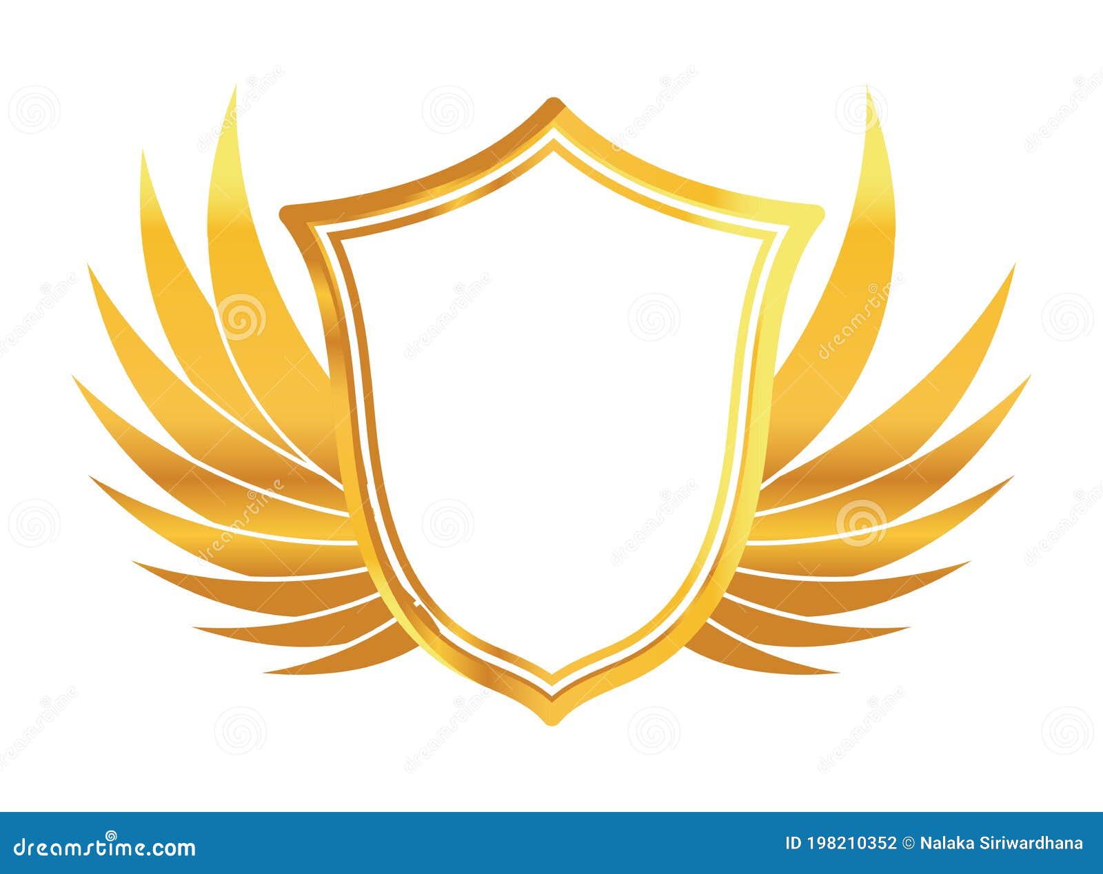 Escudo con alas. ilustración del vector. Ilustración de vector - 198210352