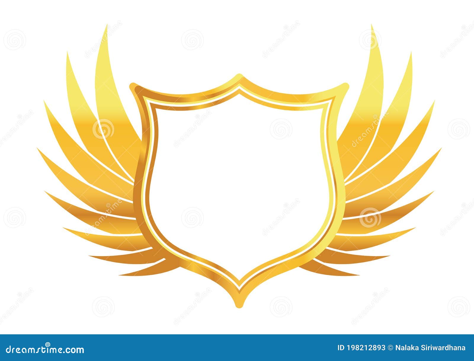 Escudo con alas. ilustración del vector. Ilustración de metal - 198212893