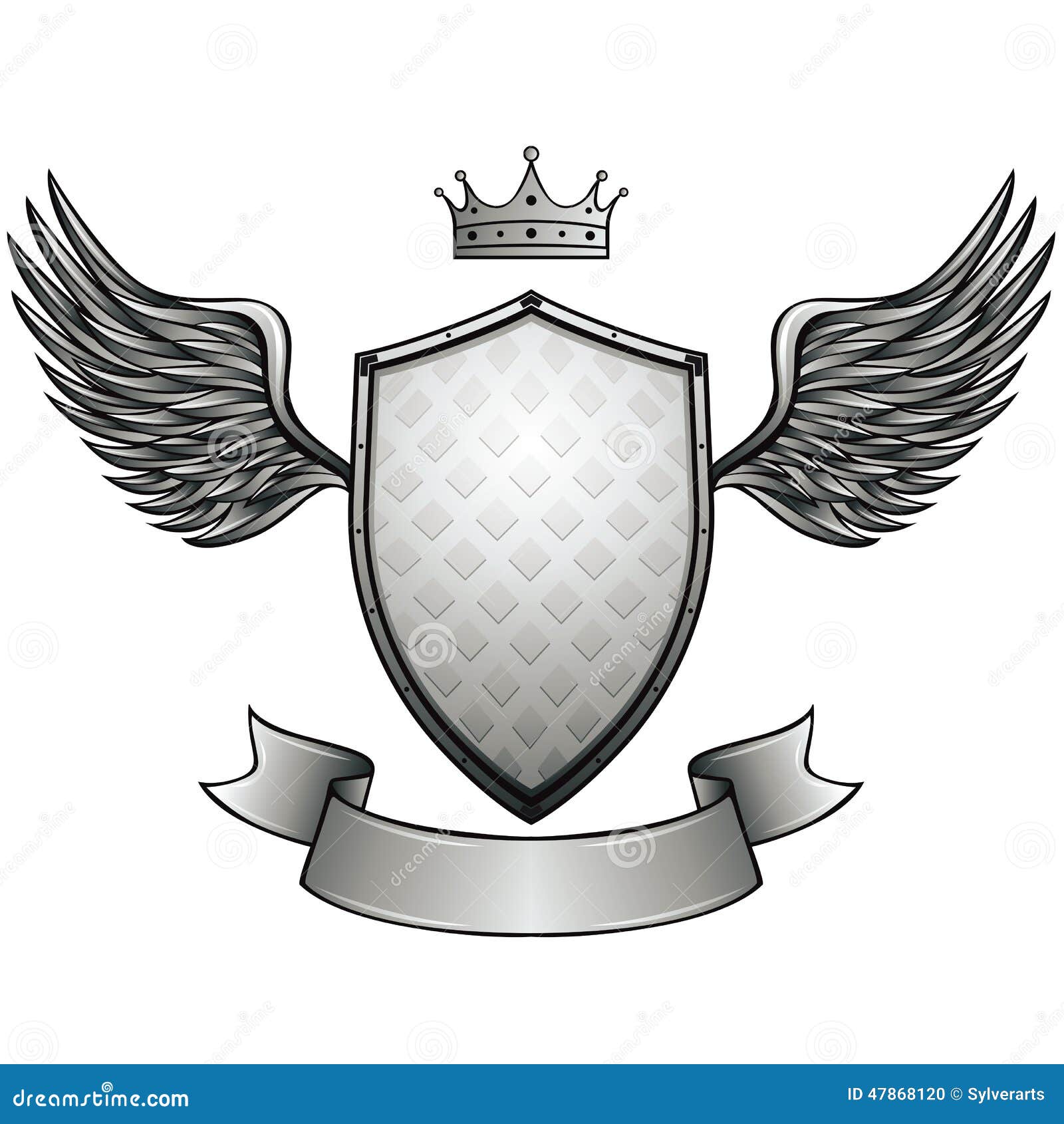 Escudo Con Alas Con La Cinta En Blanco Ilustración del Vector ...