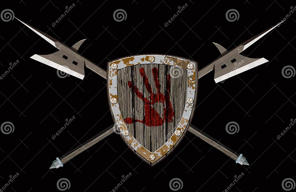 Escudo con dos alabardas ilustración del vector. Ilustración de ...