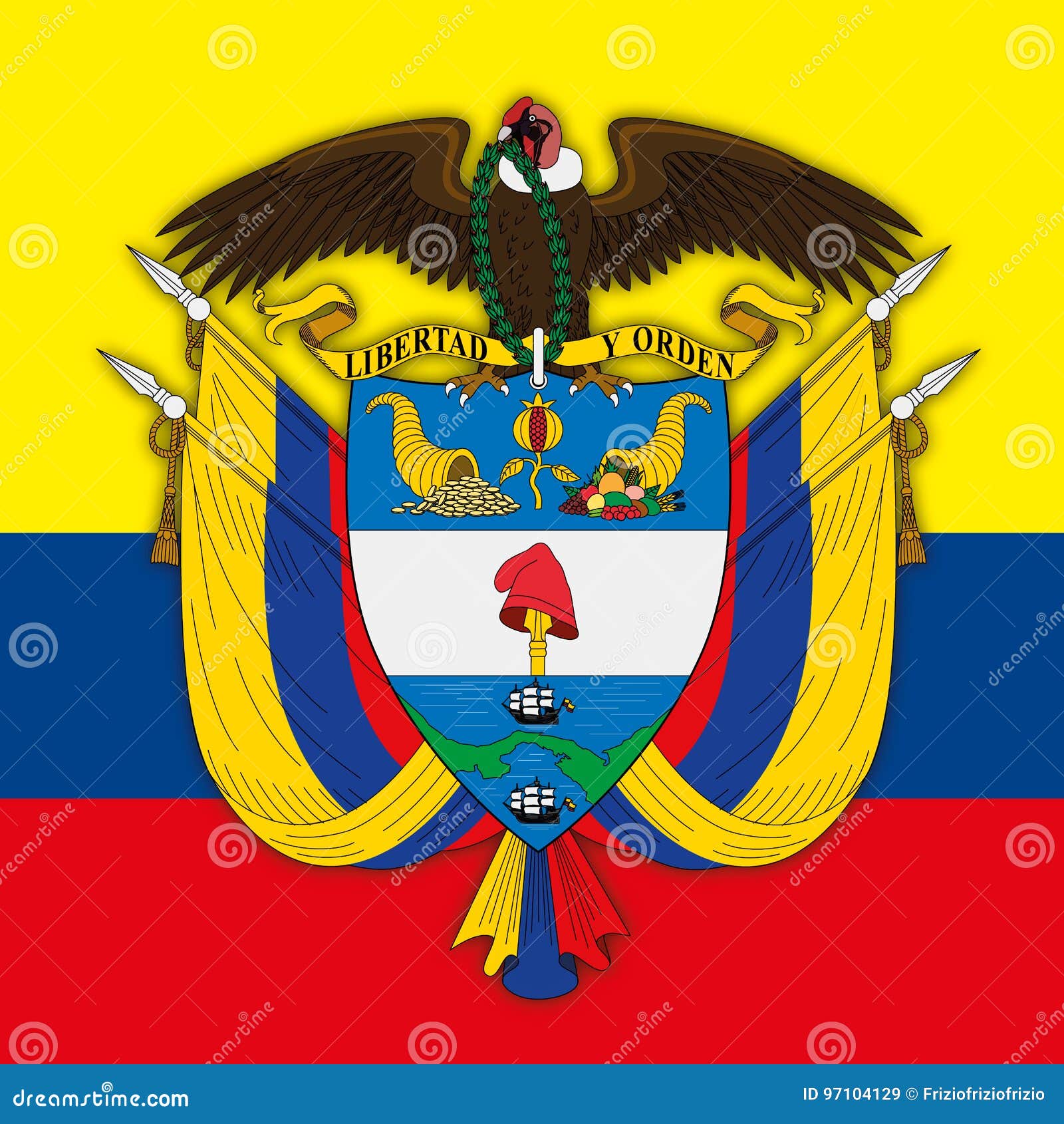 Escudo De Armas De La República De Colombia Ilustración del Vector ...